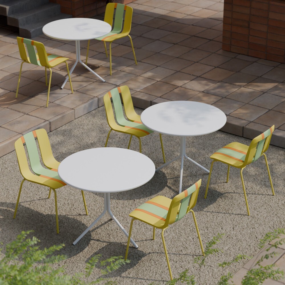 GlasFlength Modern 4 Pack Striped Color Block Chairs PP Plastic Seat ...