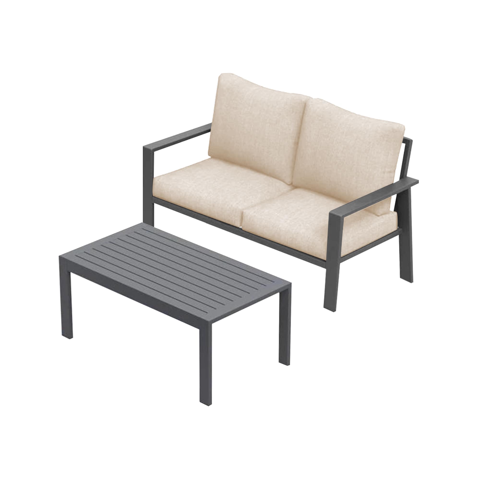 Patio Watcher Iron Patio Conversation Set 2 -Piece Patio Sofa ...