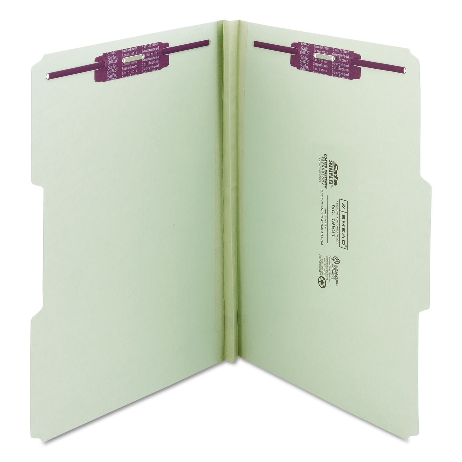 Smead Recycled Pressboard Fastener Folders 1 3 Cut Tabs Two SafeSHIELD ...