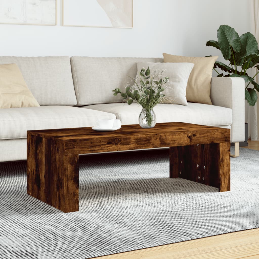 vidaXL Coffee Table Smoked Oak Engineered Wood Medium Minimalistic in ...