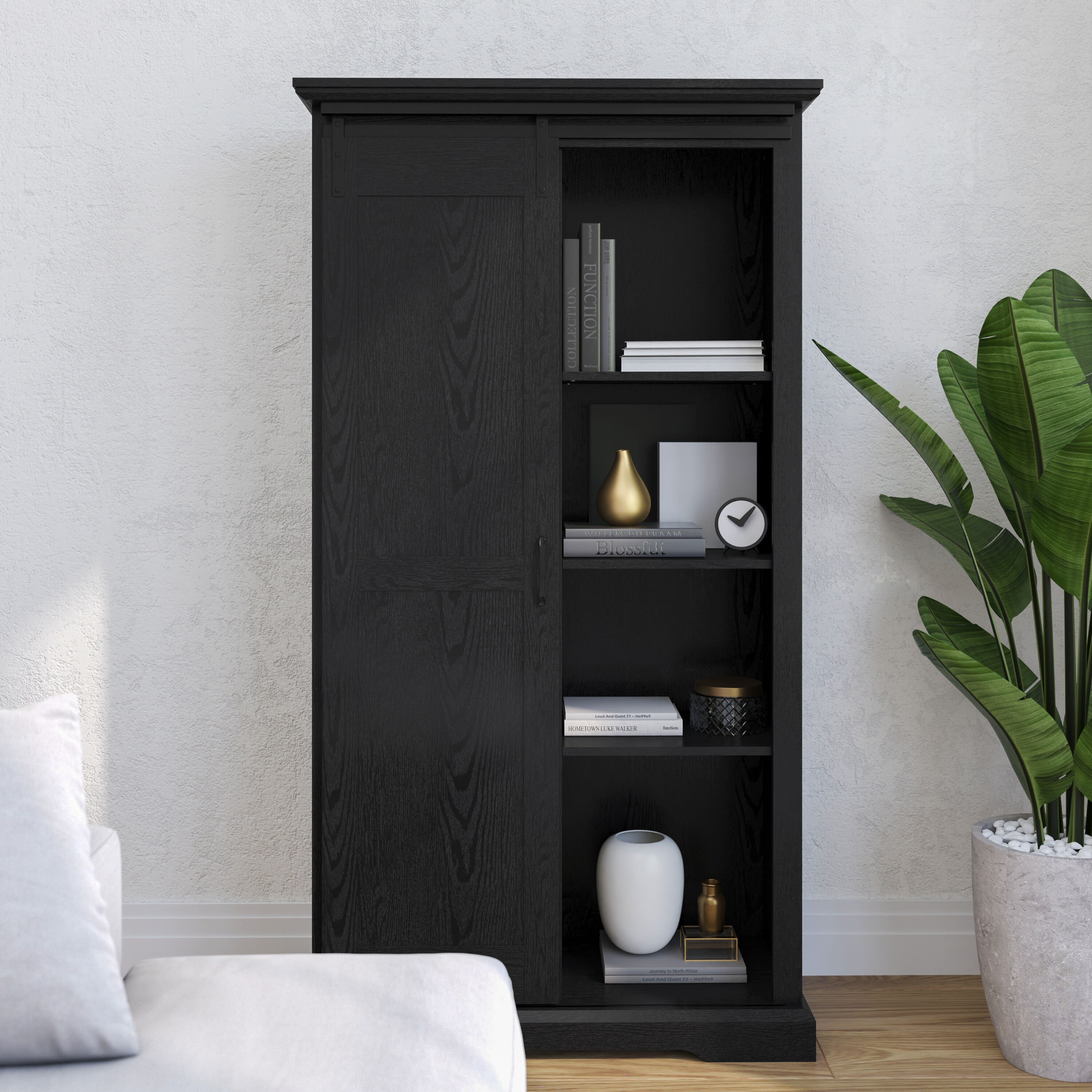 Merrick Lane Finnoula 36-in Wide Farmhouse Storage Cabinet; Semi-Open ...