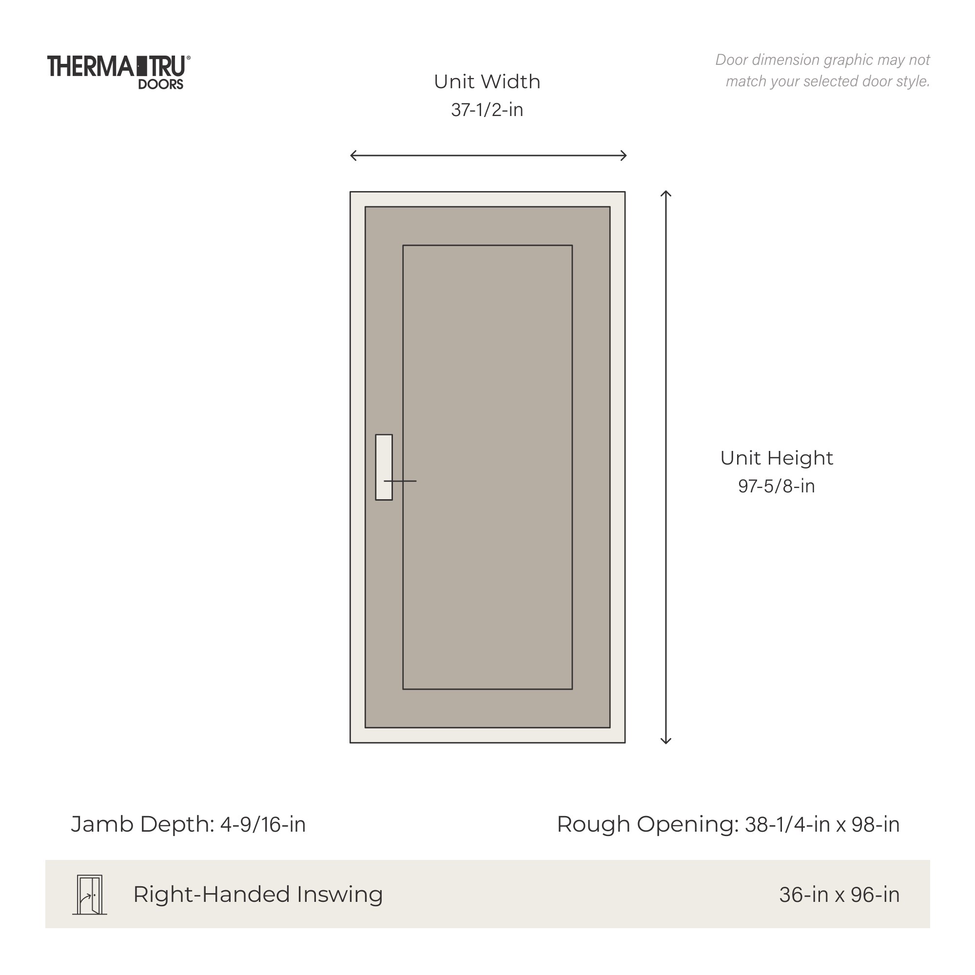 Therma-Tru 36-in x 96-in x 4-9/16-in Fiberglass Right-hand inswing ...