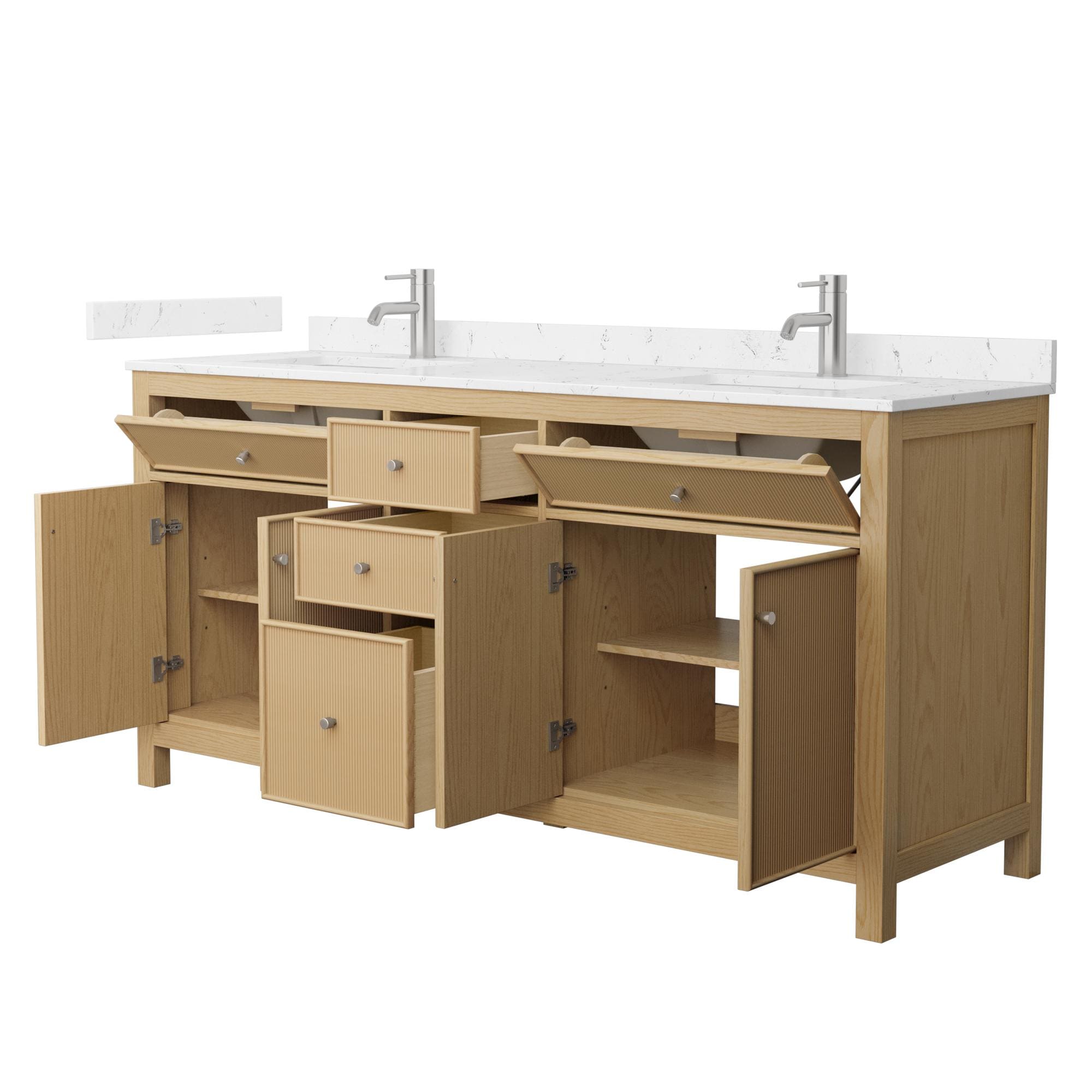Wyndham Collection Pendry 72-in Tanned Oak with Brushed Nickel Trim ...