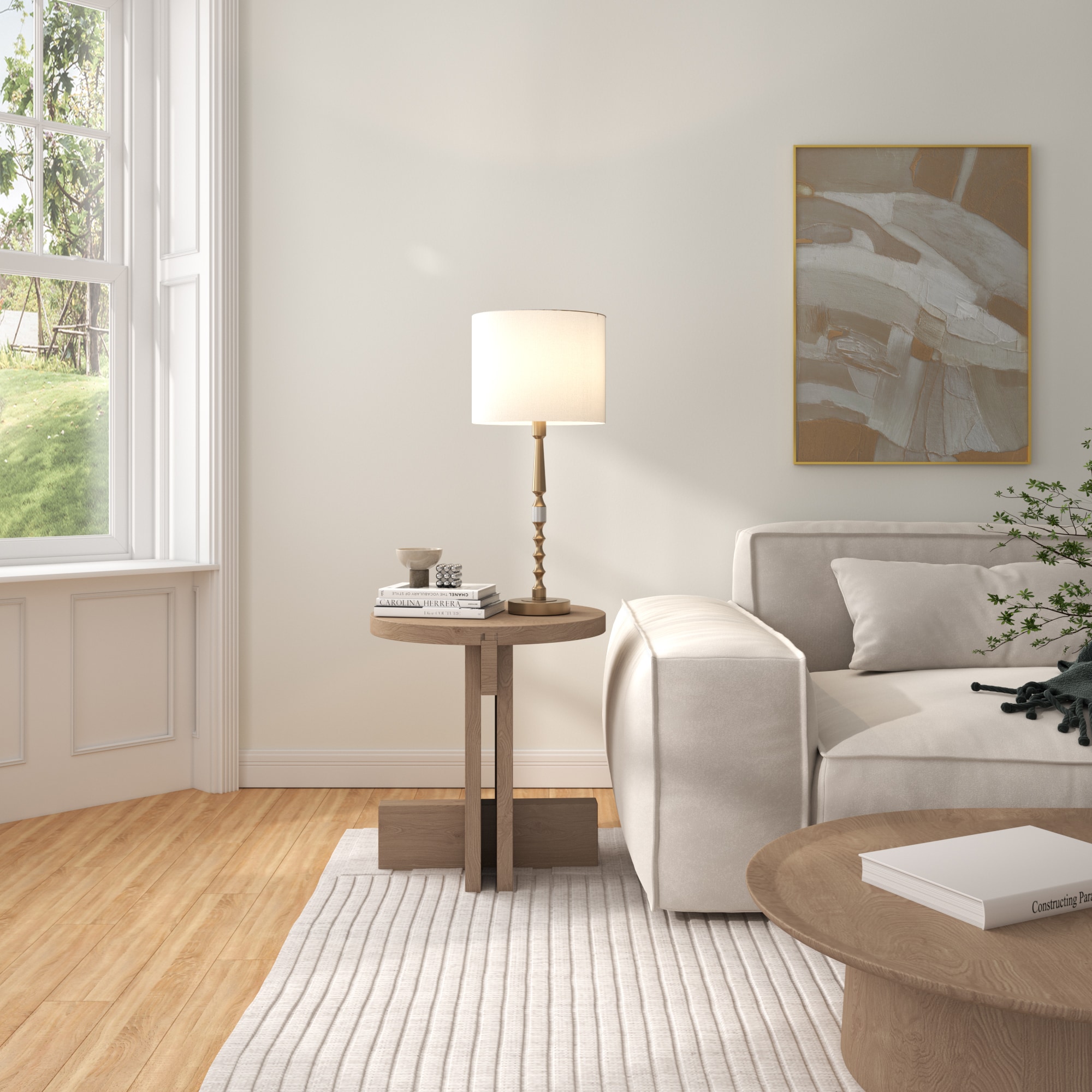 ACROMA 31.49-in Brass LED 3-way Table Lamp with Fabric Shade in the ...