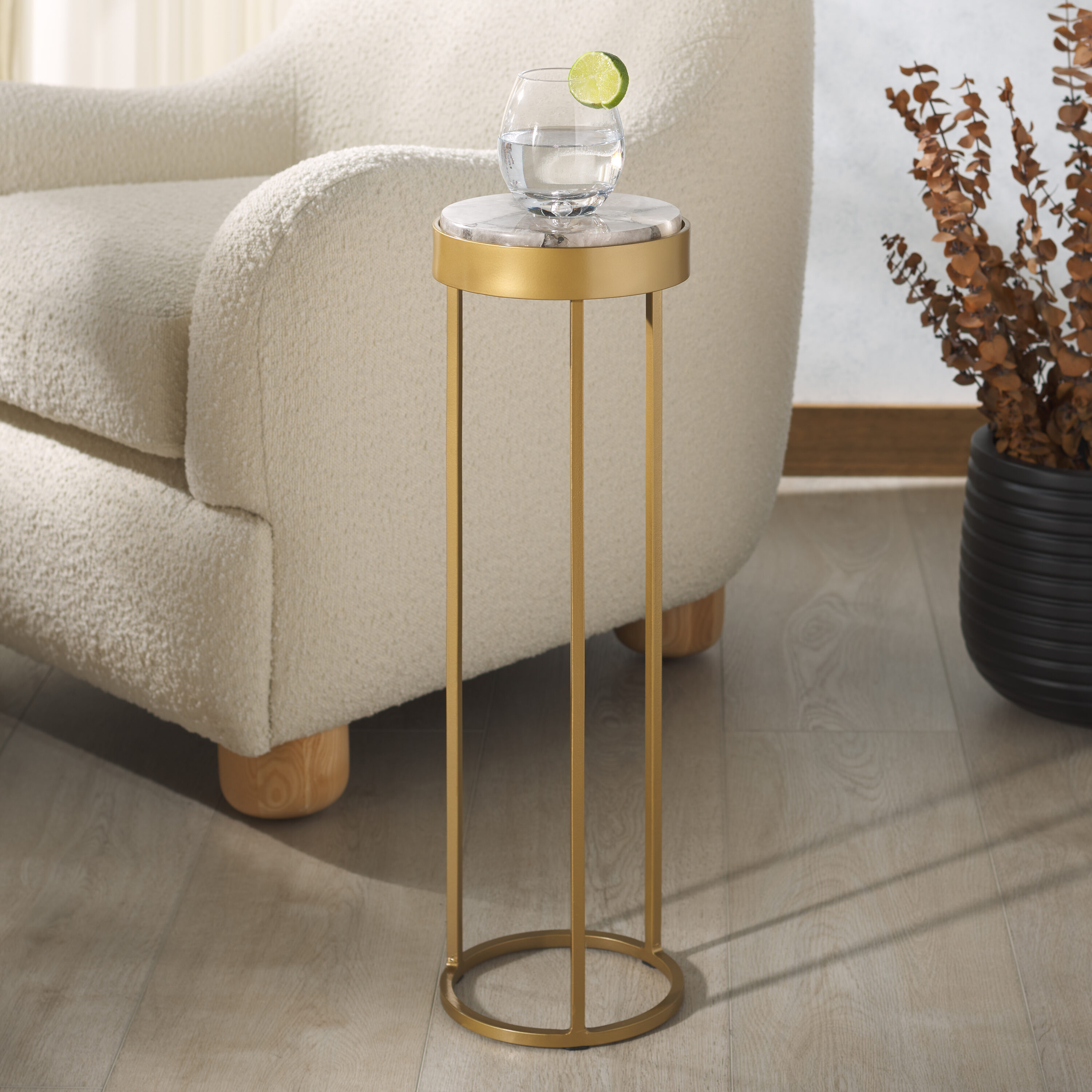 Safavieh Jessa Glam Style Forged Metal Tall Round End Table/Silver in ...