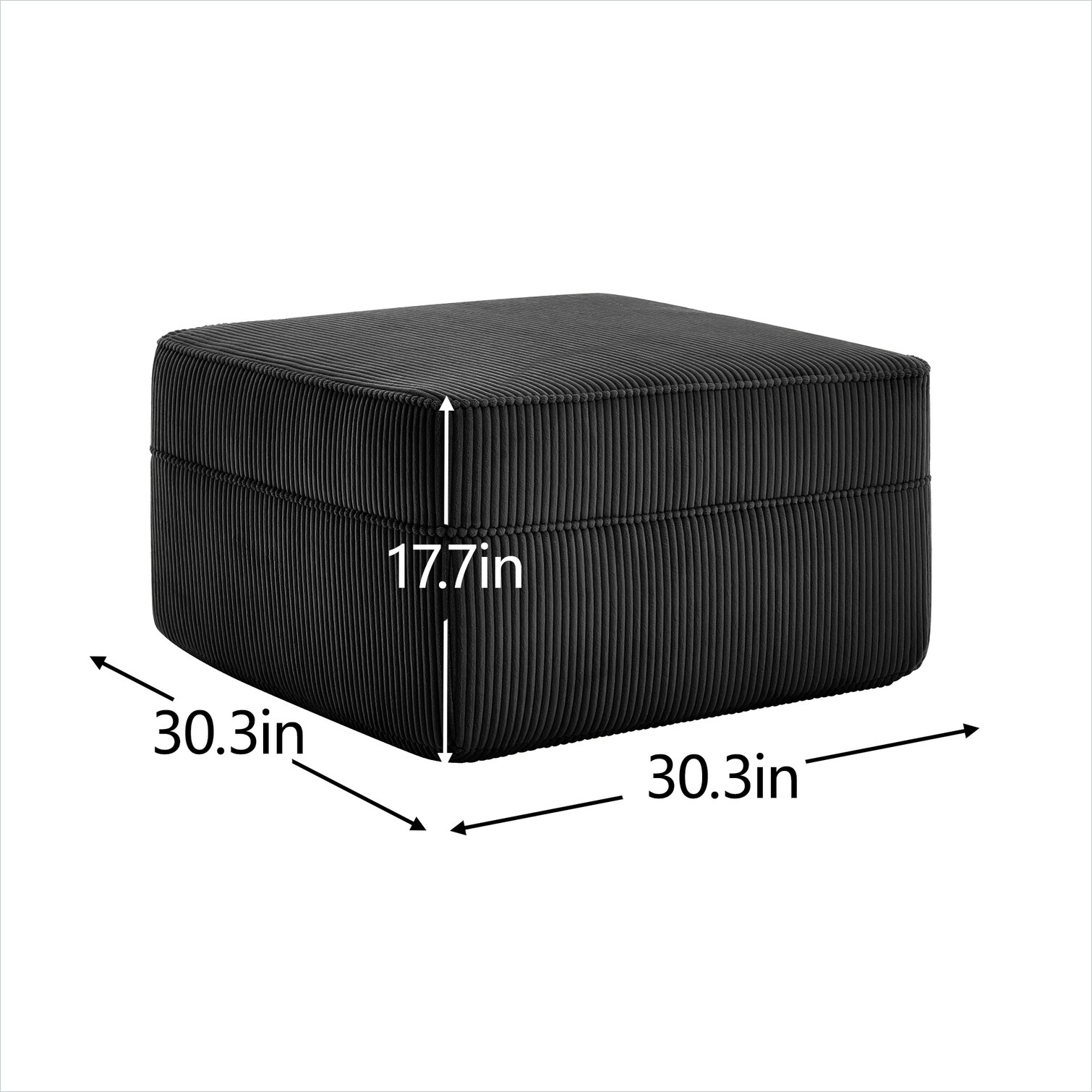 Watnature Corduroy Ottoman with Shredded Memory Foam Classic Black 30.3 ...