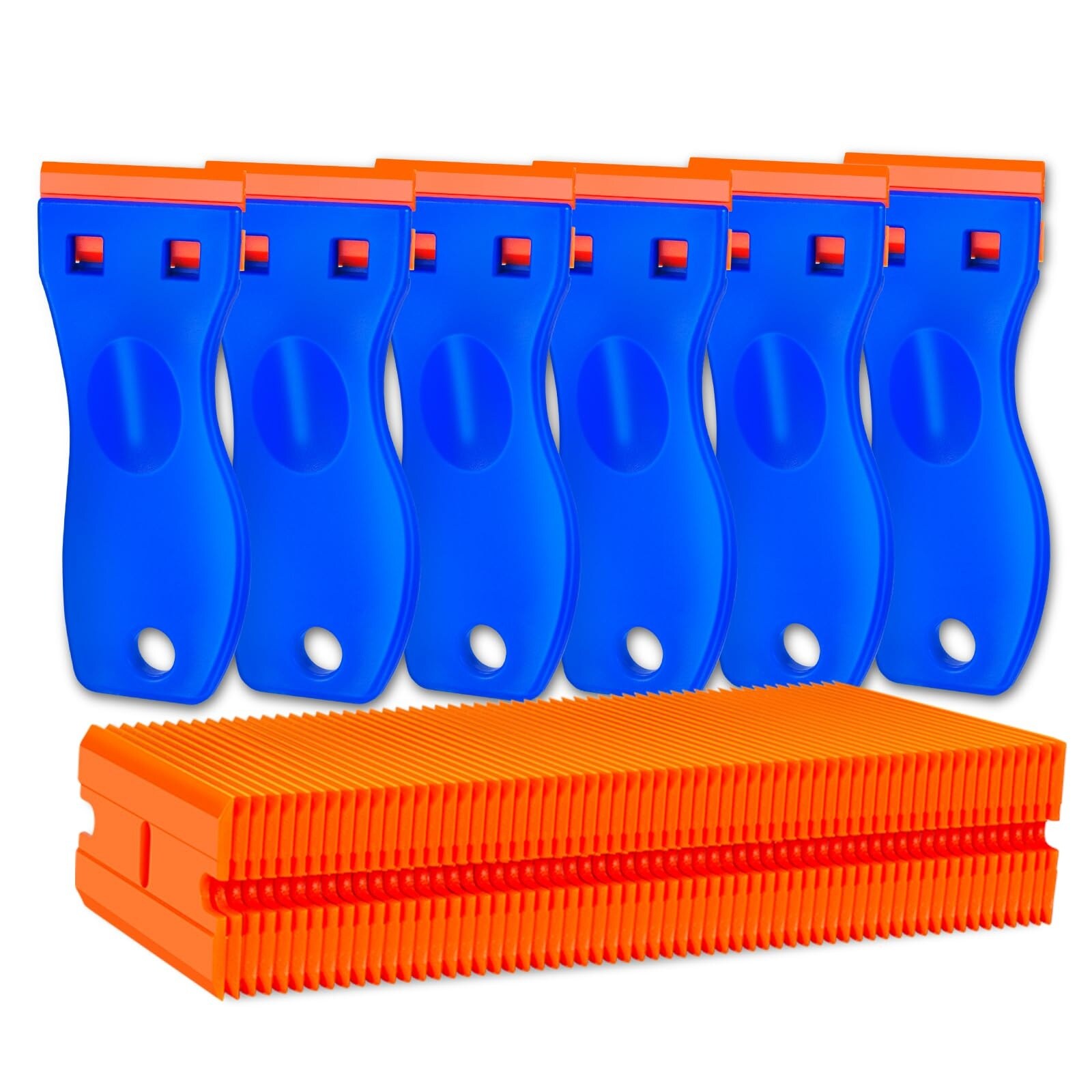 Phyfalip Plastic Razor Blade Scraper Tool 6 pcs Set with 60 Plastic ...