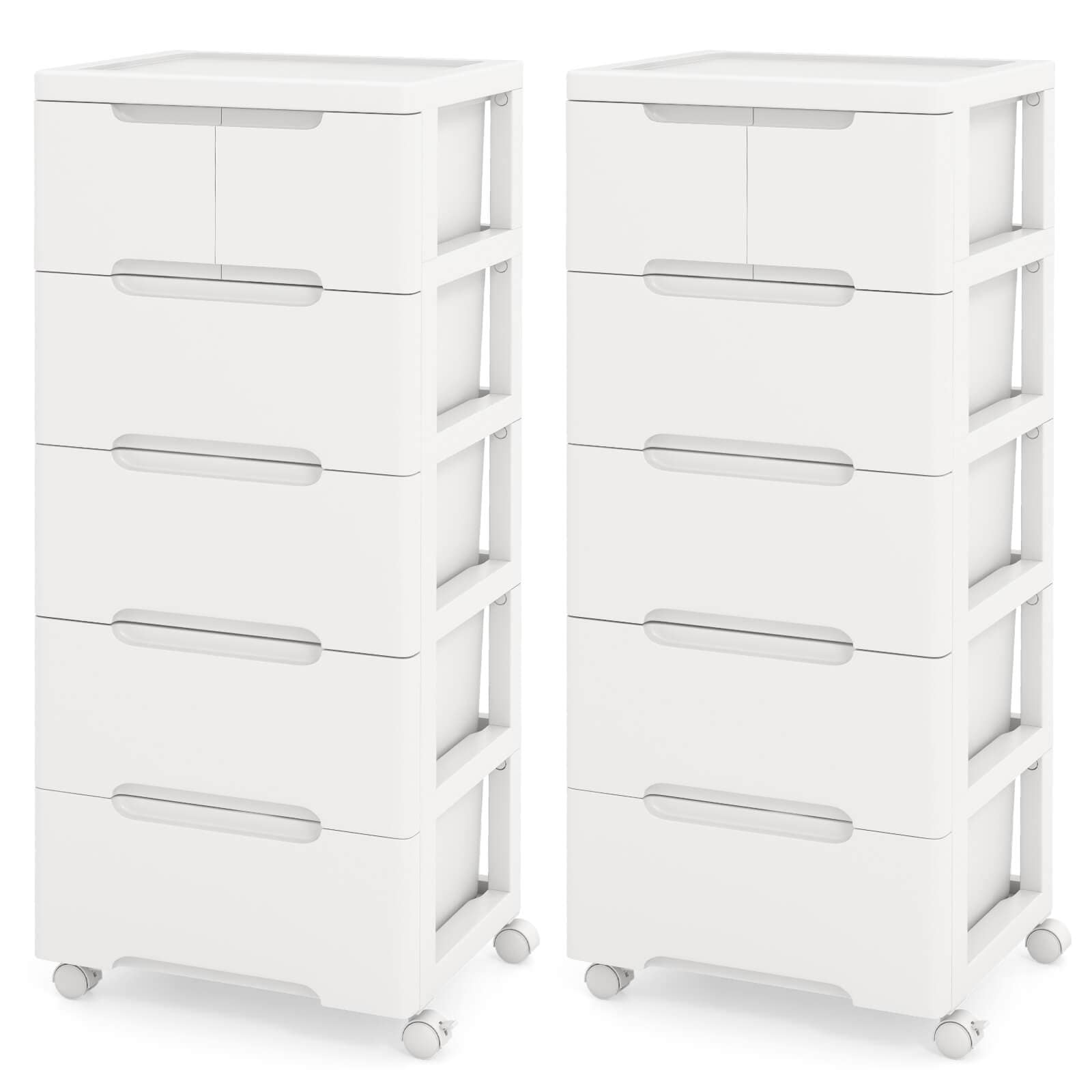 Costway 2 PCS 6-Drawer Plastic Rolling Storage Cart with 4 Universal ...