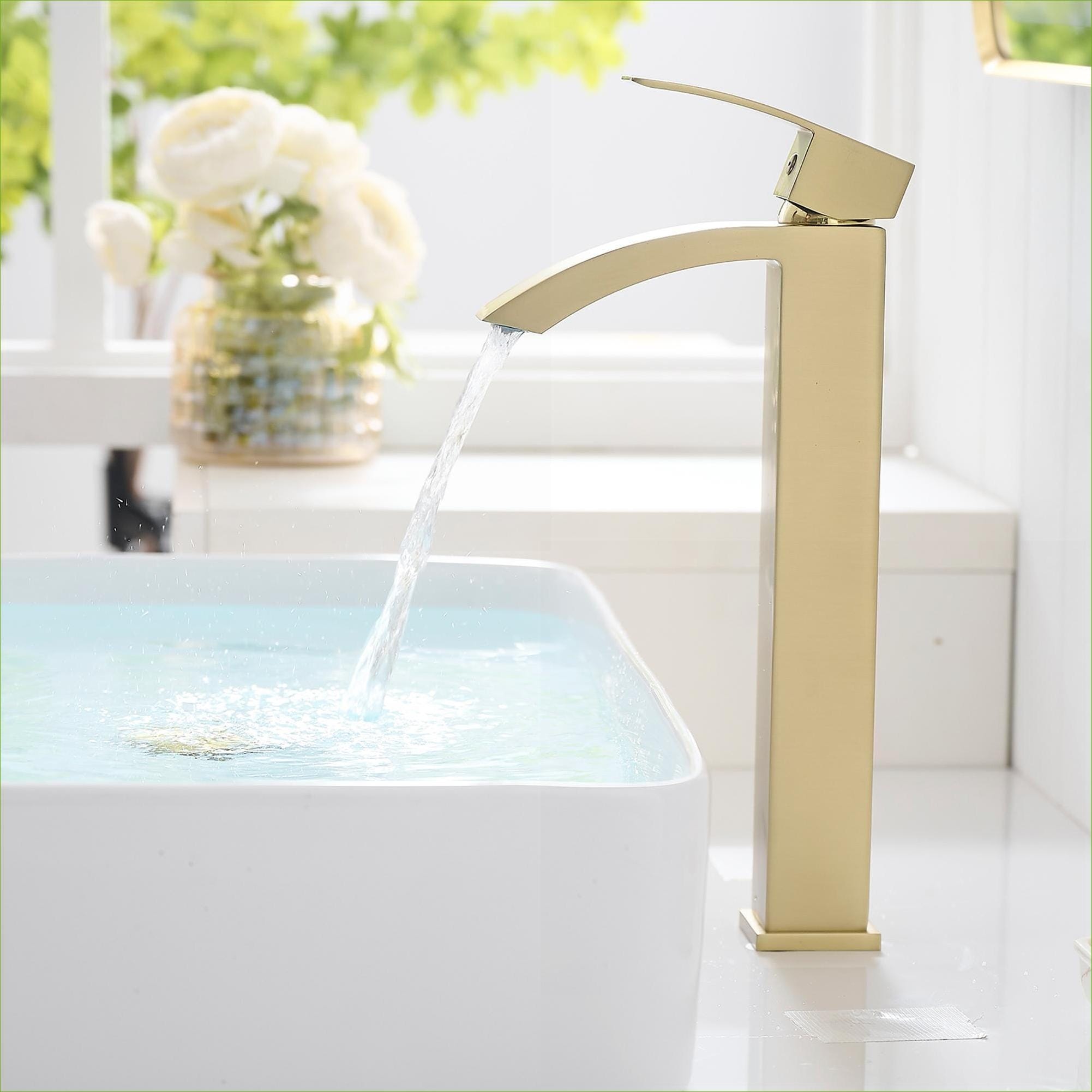 Watnature Single Hole Bathroom Sink Faucet Classic Gold Aluminum Alloy ...