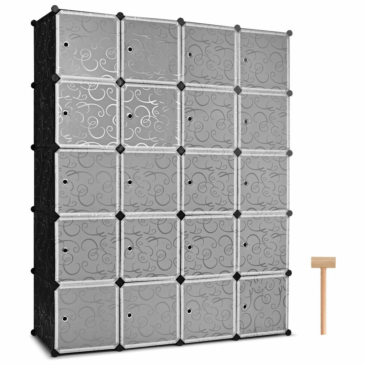 Boyel Living Black 20-Cube DIY Plastic Cube Storage Organizer with ...