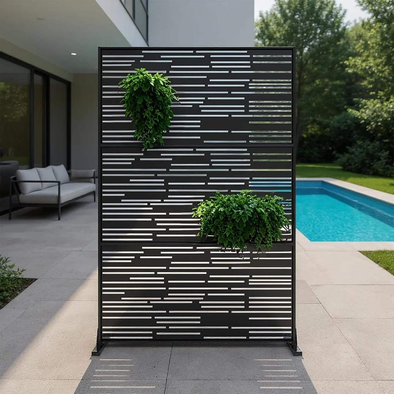 Garvee Outdoor Metal Privacy Screen 72 in H x 44 in W Freestanding ...