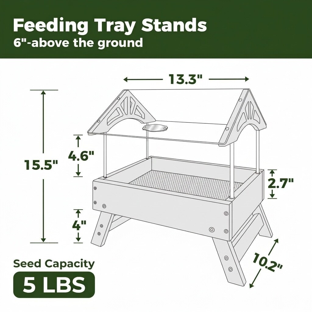 ITOPFOX Outdoor Ground Bird Feeder Recycled Plastic Platform Feeder for ...