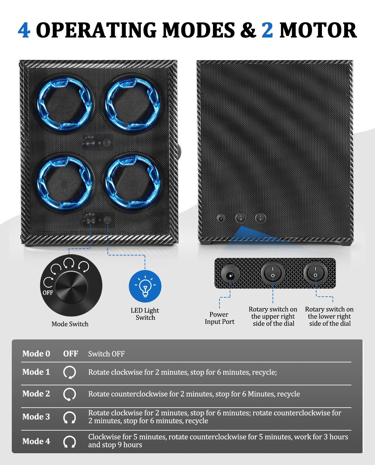 Unique Bargains 4 Watch Winder for Automatic Watches Wooden Rotating ...