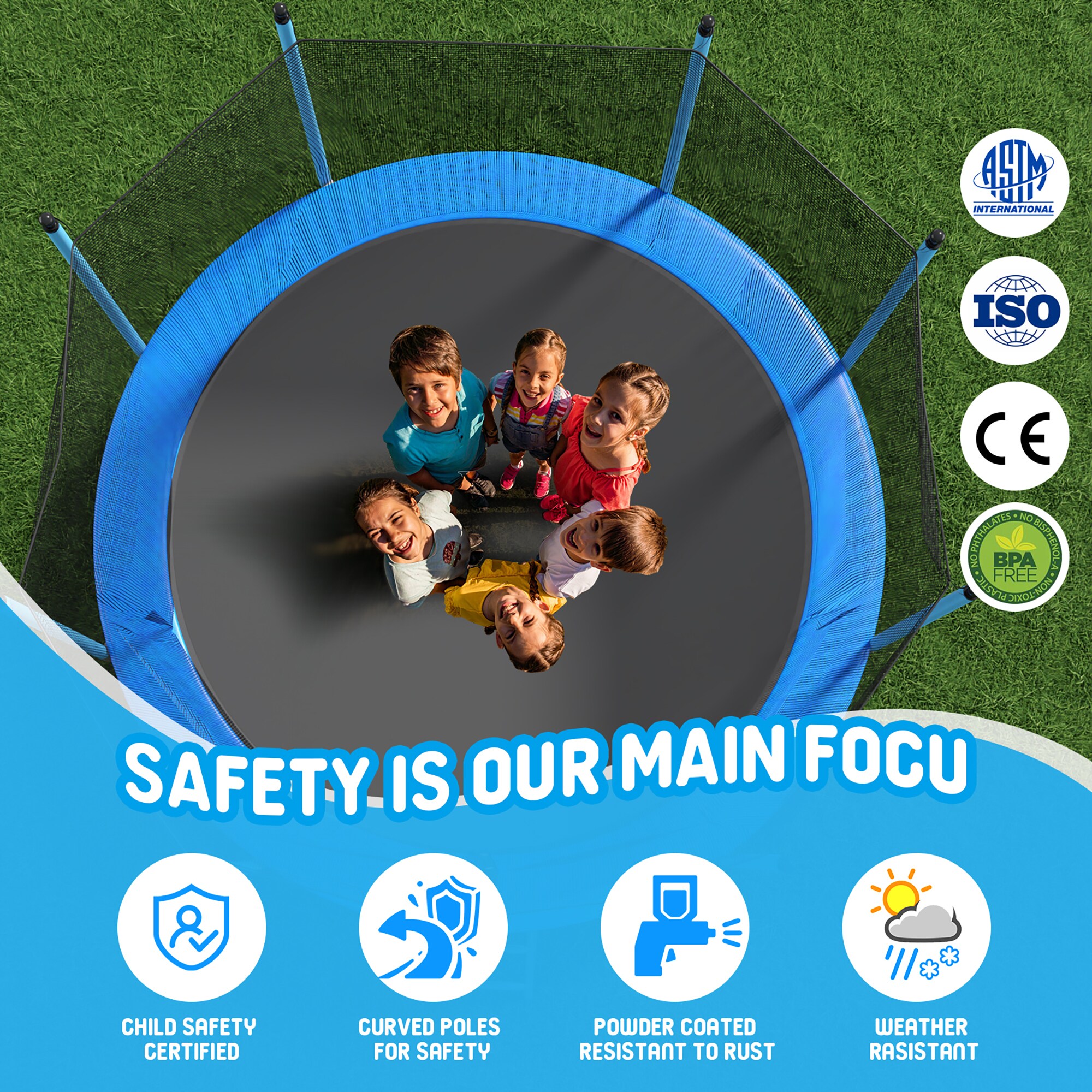 Fun Orange Trampoline 12-ft Round Backyard in Blue FUN24BC10 at Lowes.com