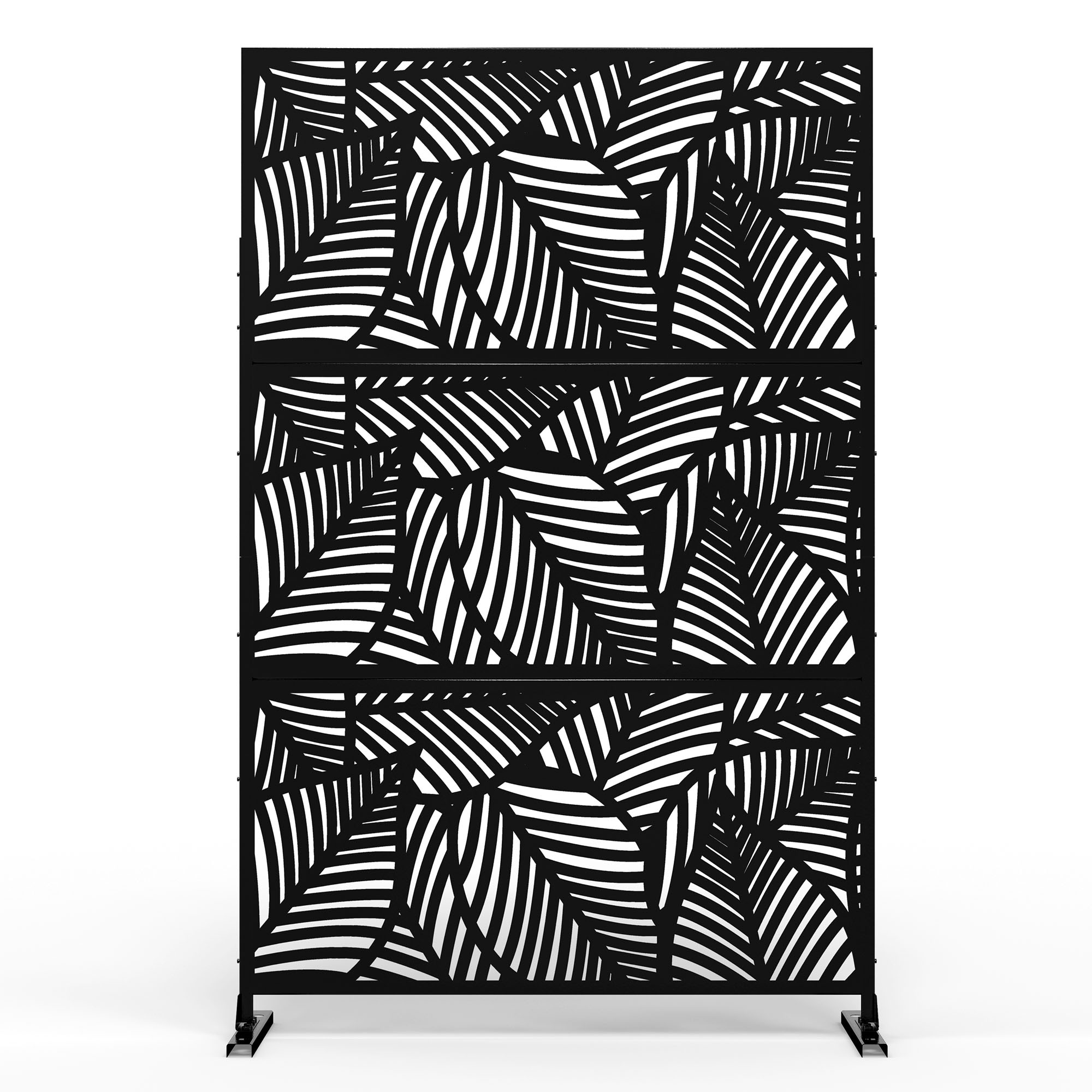 Aveyas 47-inches W x 72-inches H Leaves Black Galvanized Sheet Privacy ...