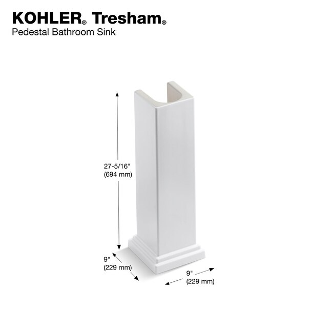 Kohler Tresham White Fire Clay Traditional Pedestal Sink Base 9 In X