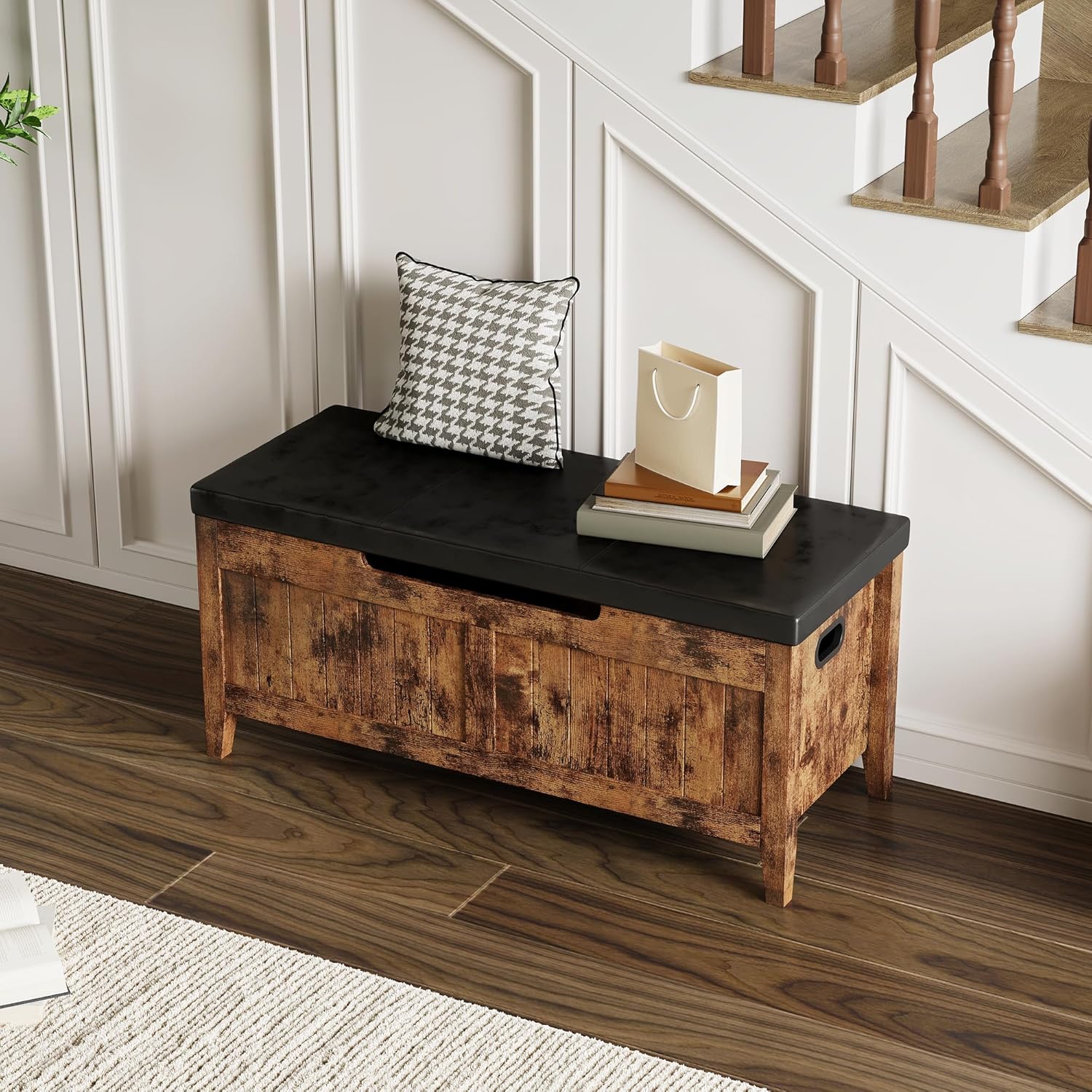 Garvee Storage Bench with Cushion 39.4 Inch Large Wooden Chest in the ...