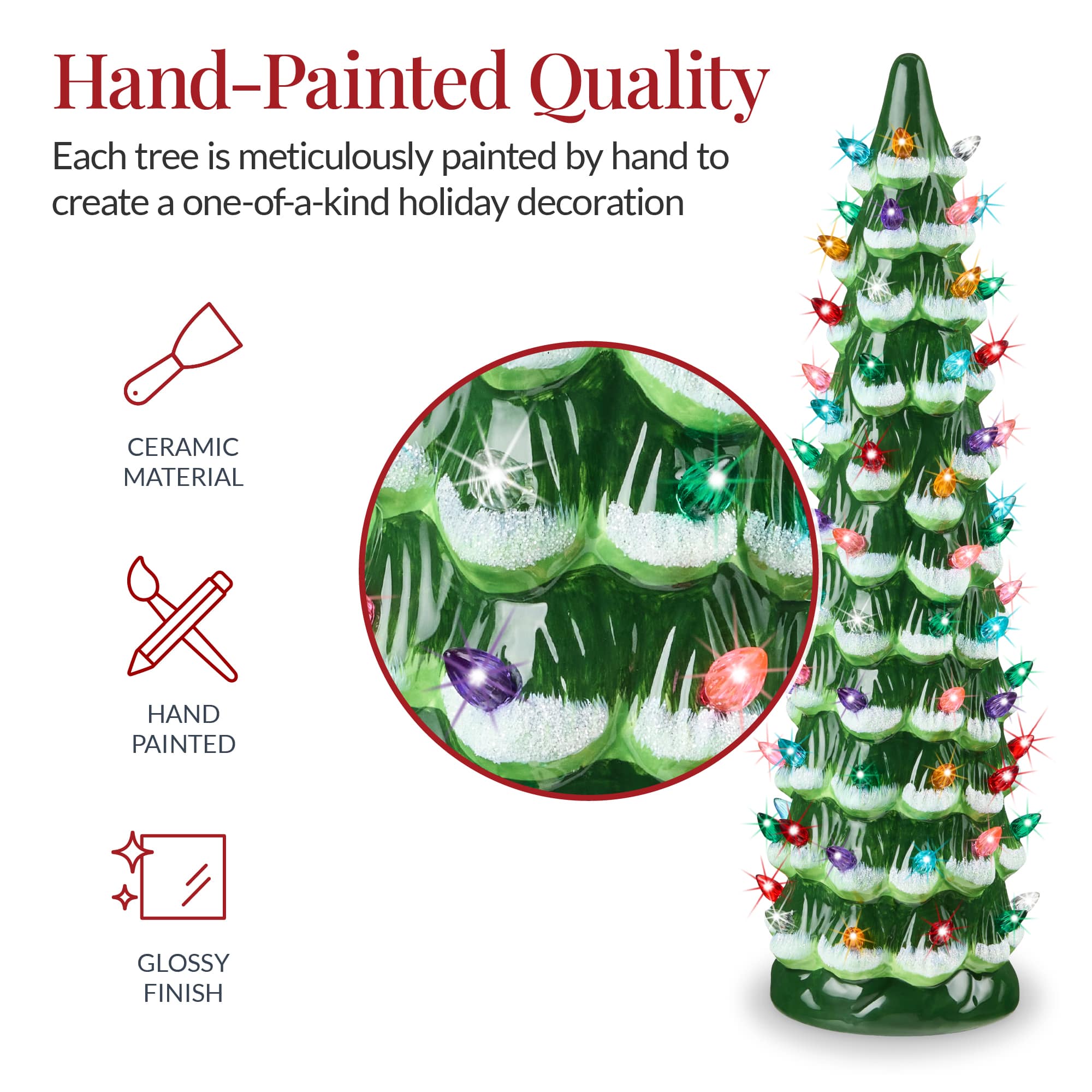Best Choice Products Ceramic Christmas Tree 15in Hand-Painted Holiday ...