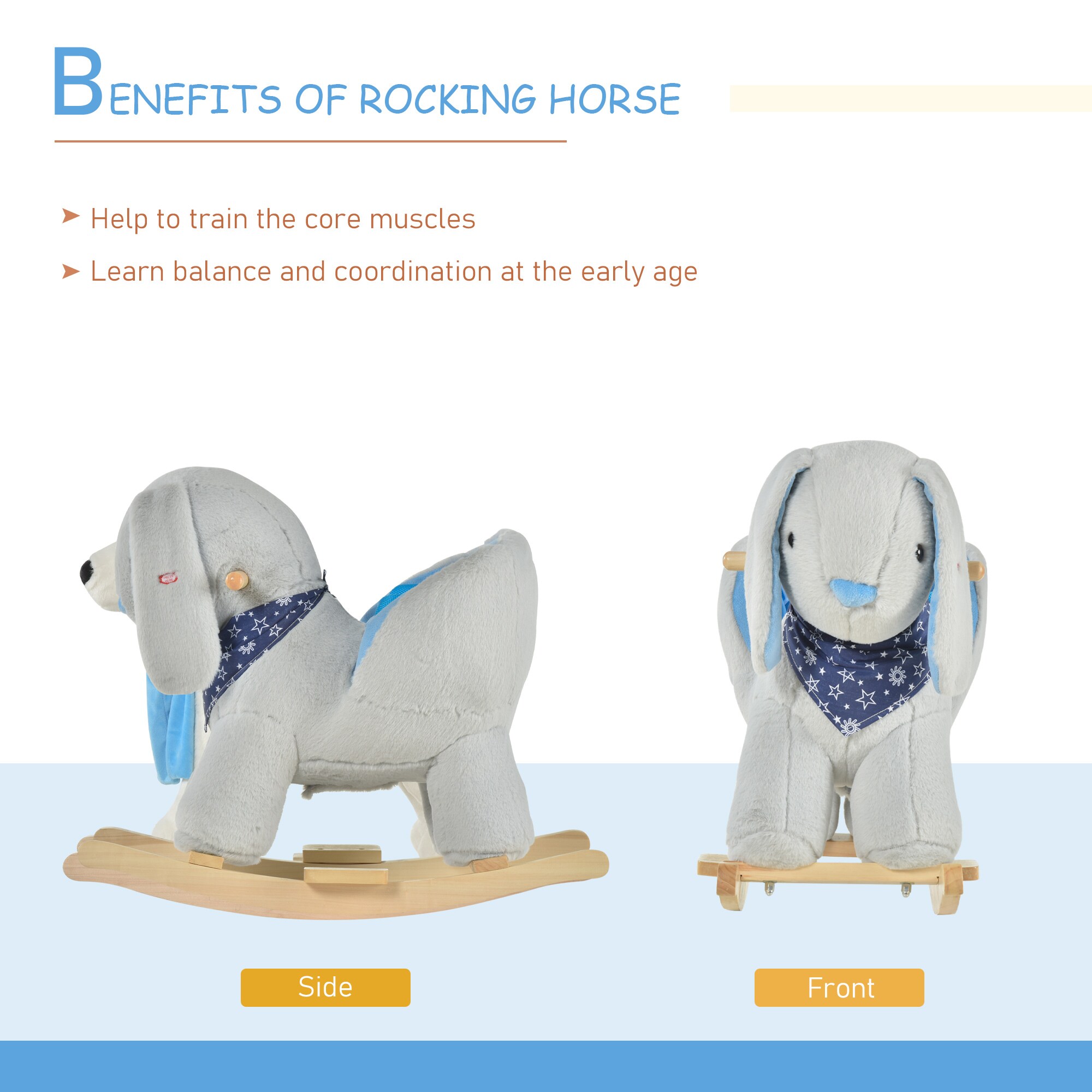Qaba Kids Ride-On Rocking Horse Toy Bunny Rocker with Fun Play Music ...