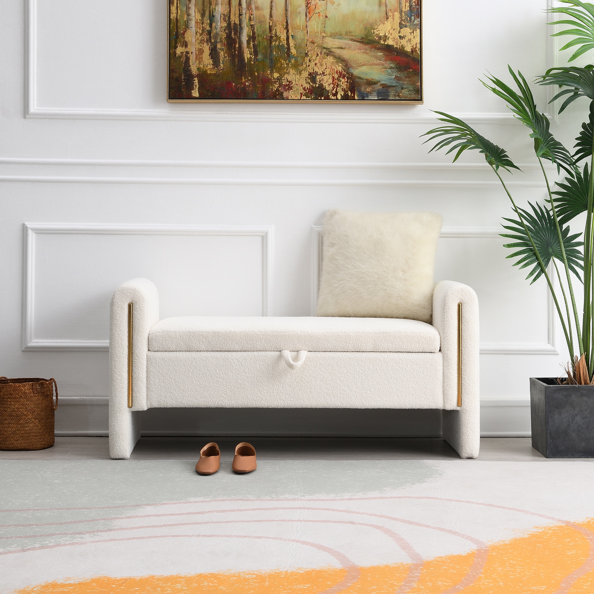 KTMBDW Modern Storage Ottoman Bench - Upholstered Teddy Bed End Bench ...
