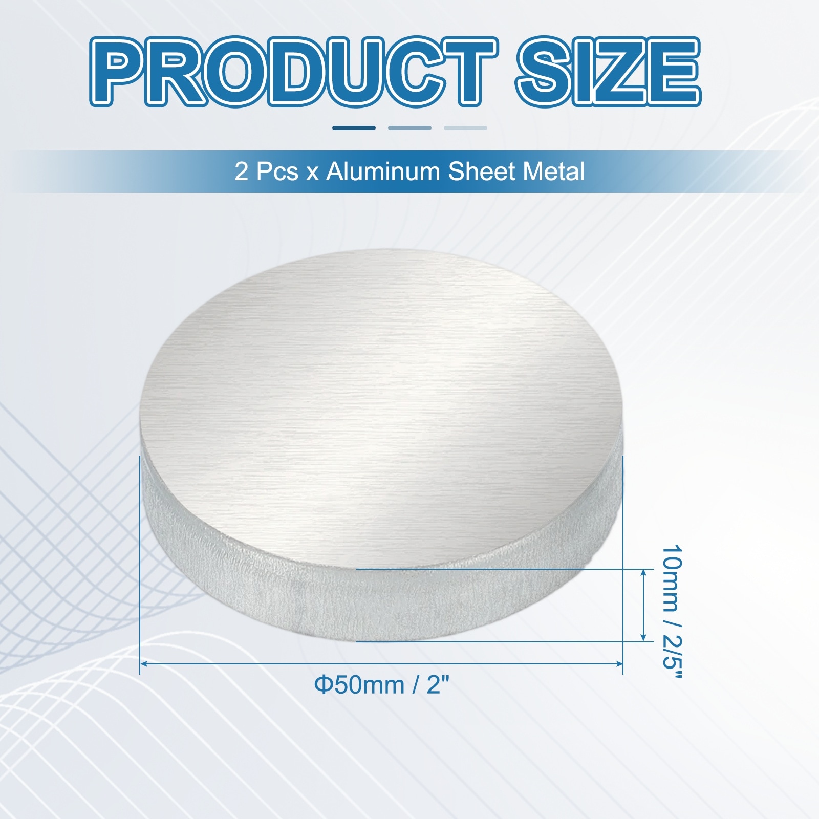 PATIKIL 6061 Aluminum Disc 2pcs 2x2/5 Inch Round Flat Plain Aluminum ...