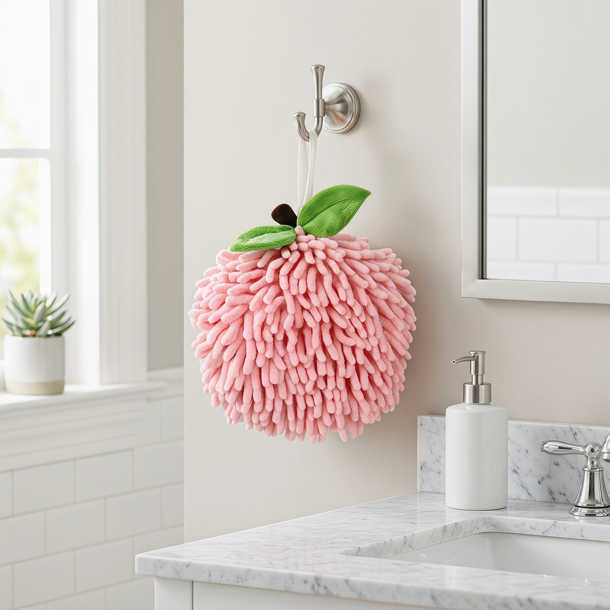 Unique Bargains Soft Absorbent Fluffy Chenille Ball Hand Towels Fuzzy ...