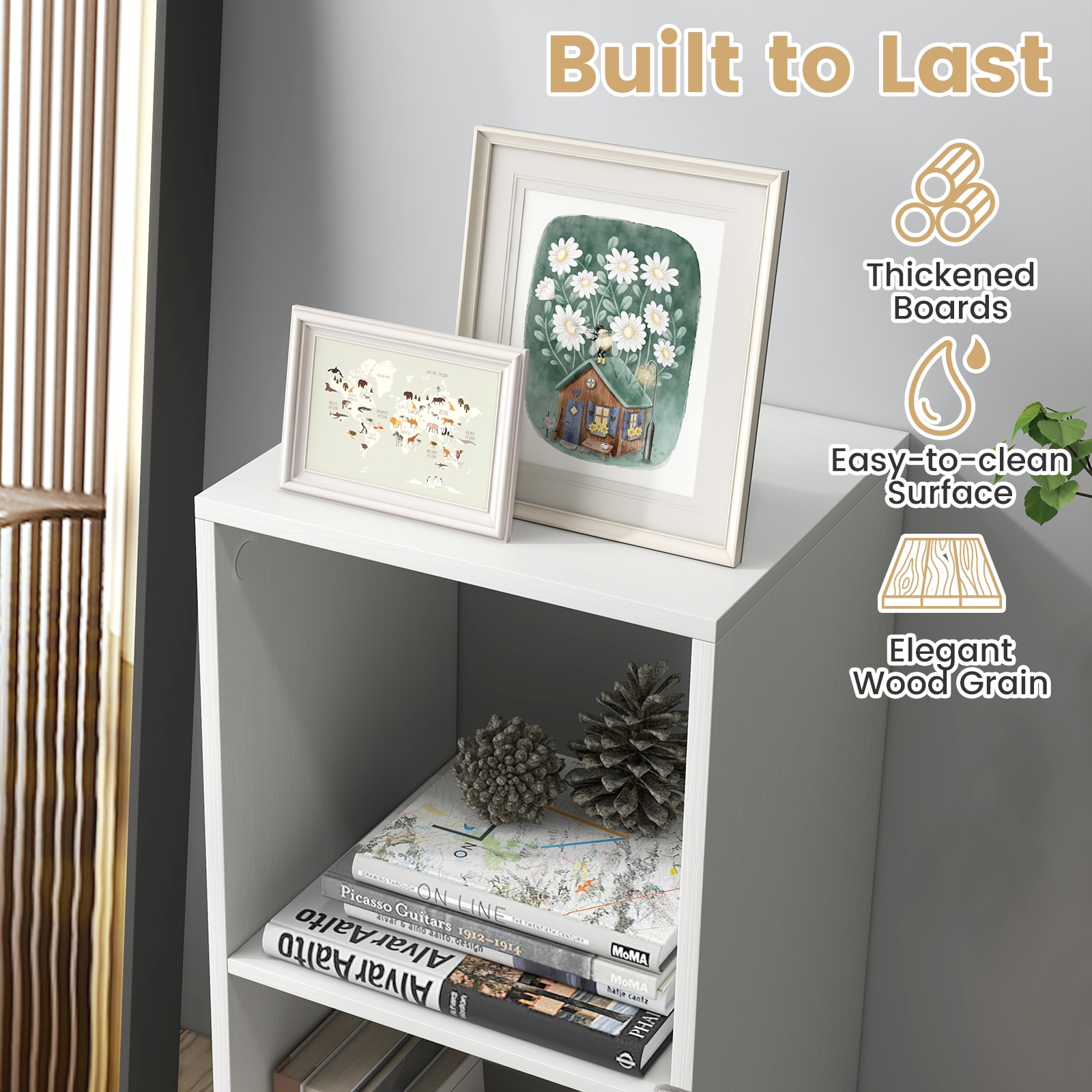 Fenbeli Vertical Cube Bookshelf with Open Back Storage Shelves for Home ...