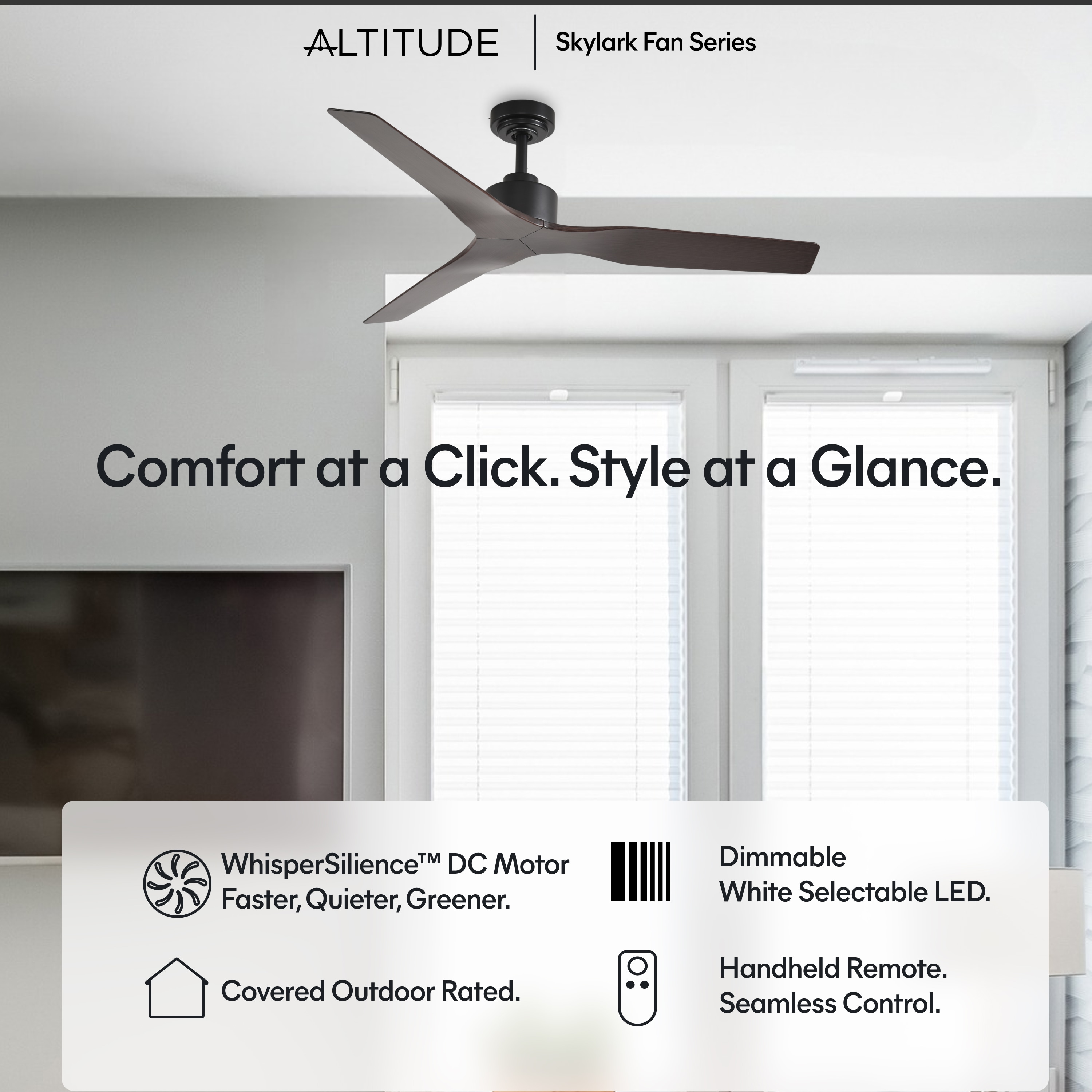 ALTITUDE SKYLARK 52-in Matte Black with Dark Brown Blades Covered ...