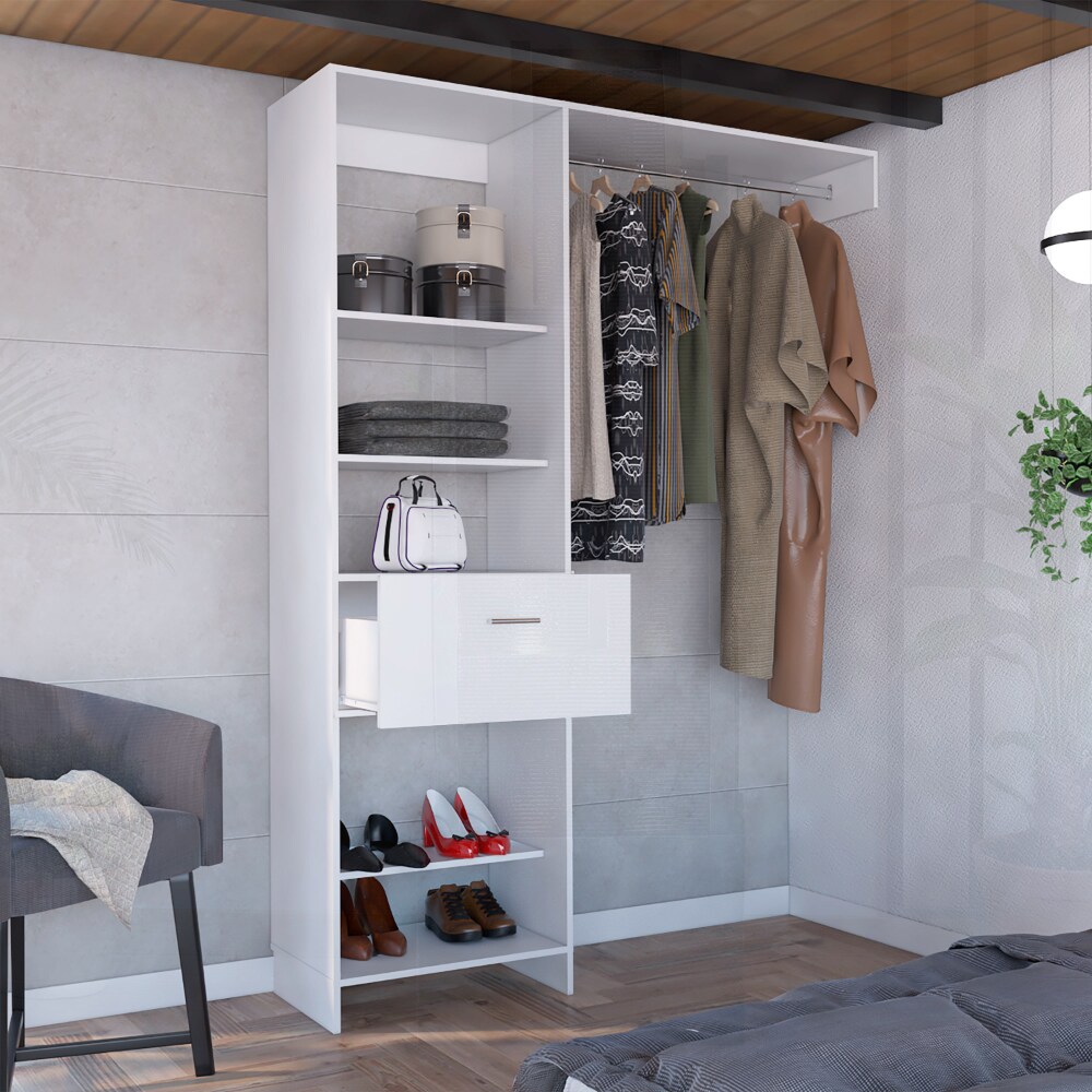 SunJet Manchester 150 White Closet Organizer with Five Open Shelving ...