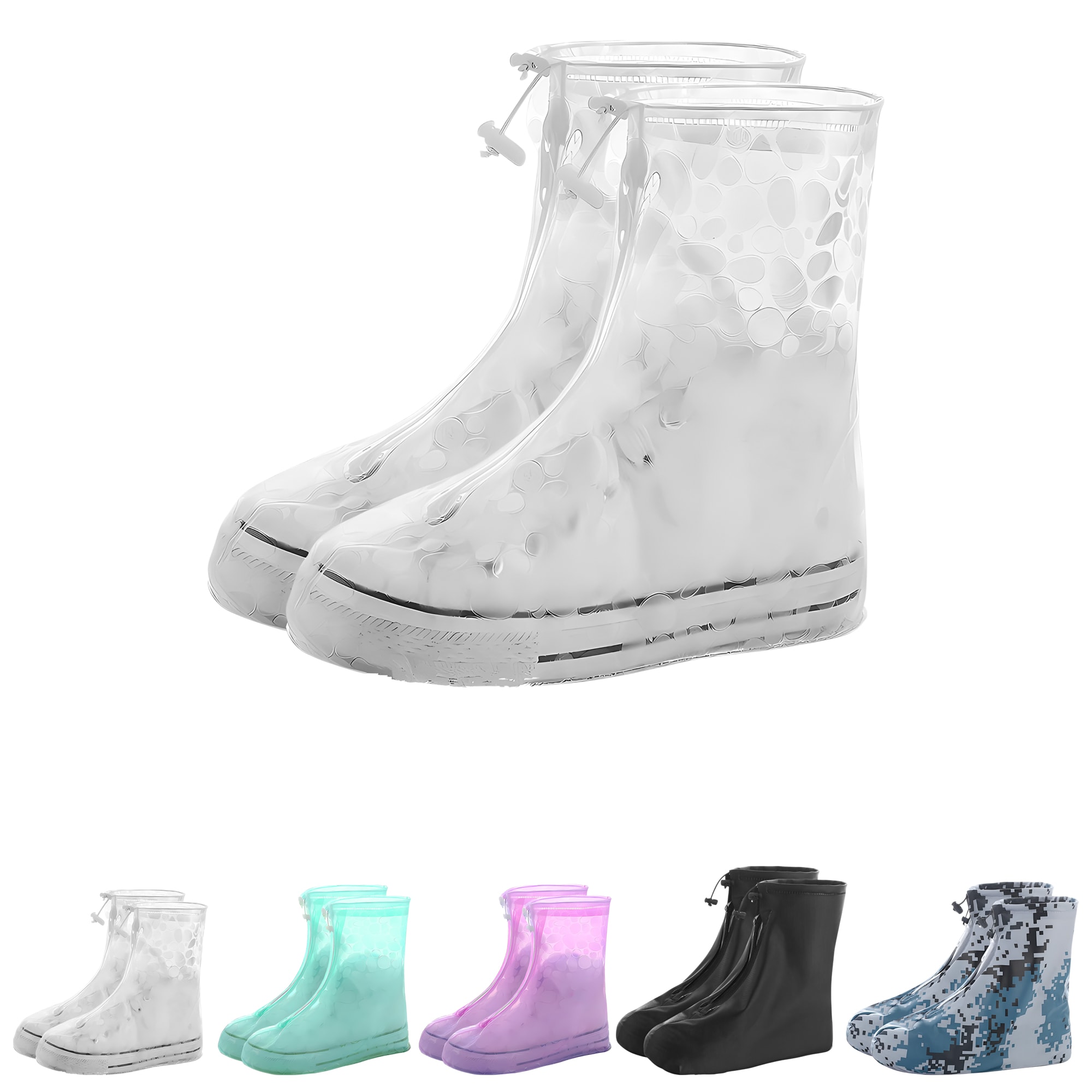 Unique Bargains Waterproof Shoe Covers Reusable Overshoes Non-Slip Rain ...