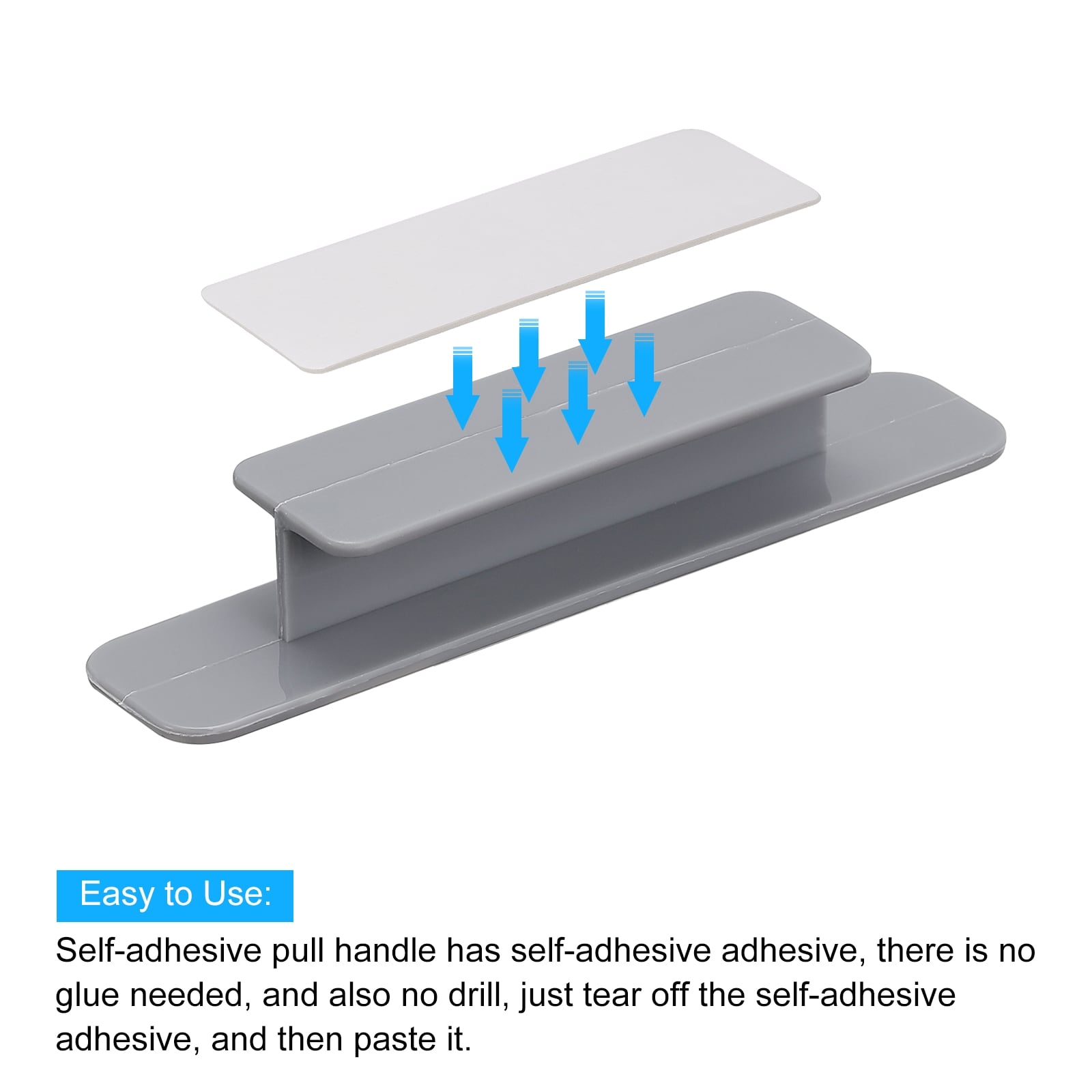 Unique Bargains 4pcs Self-Stick Handles Grey Plastic Self-Adhesive ...