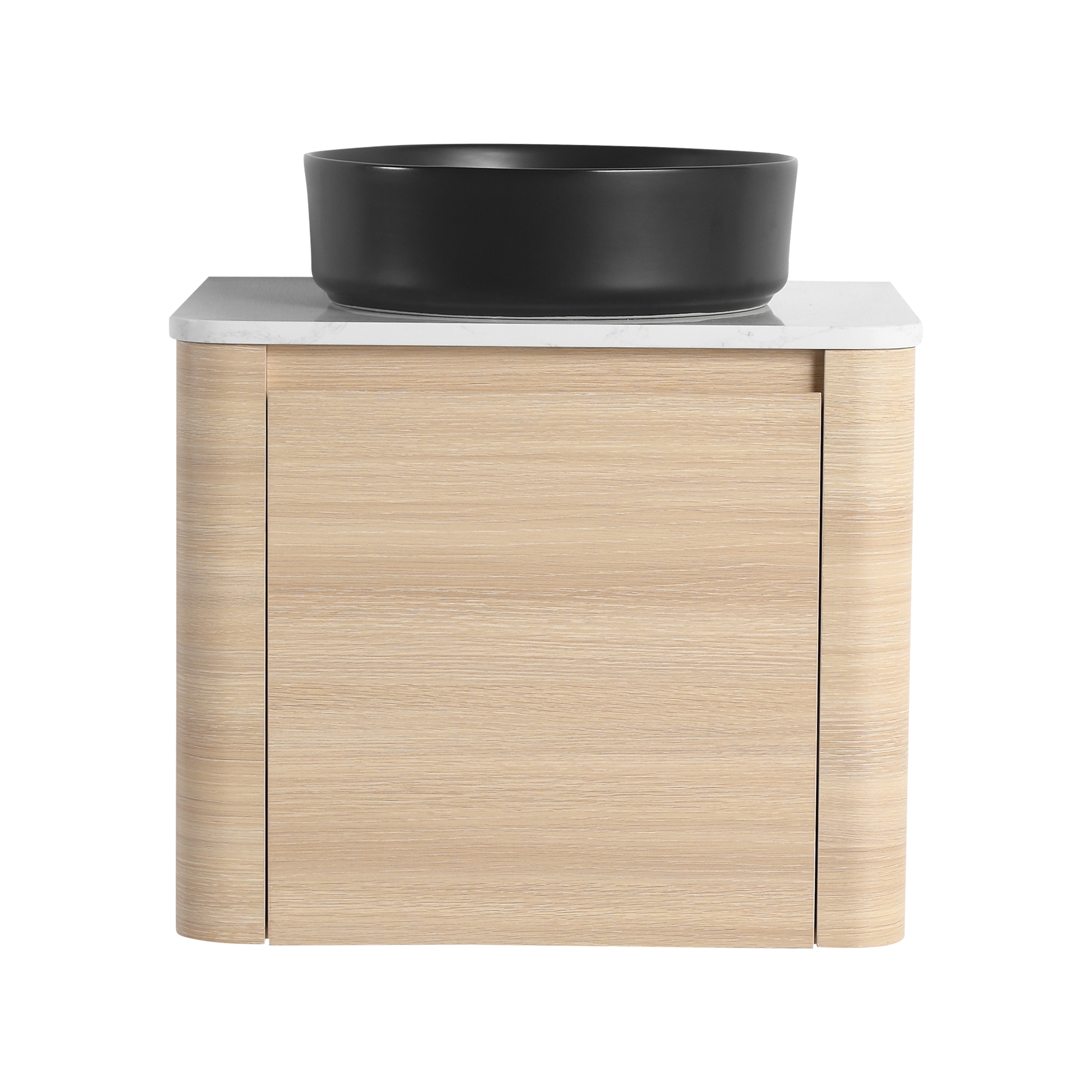 LUCKY ONE 24-in Light Oak Finish Ceramic Vessel Sink Floating Bathroom ...