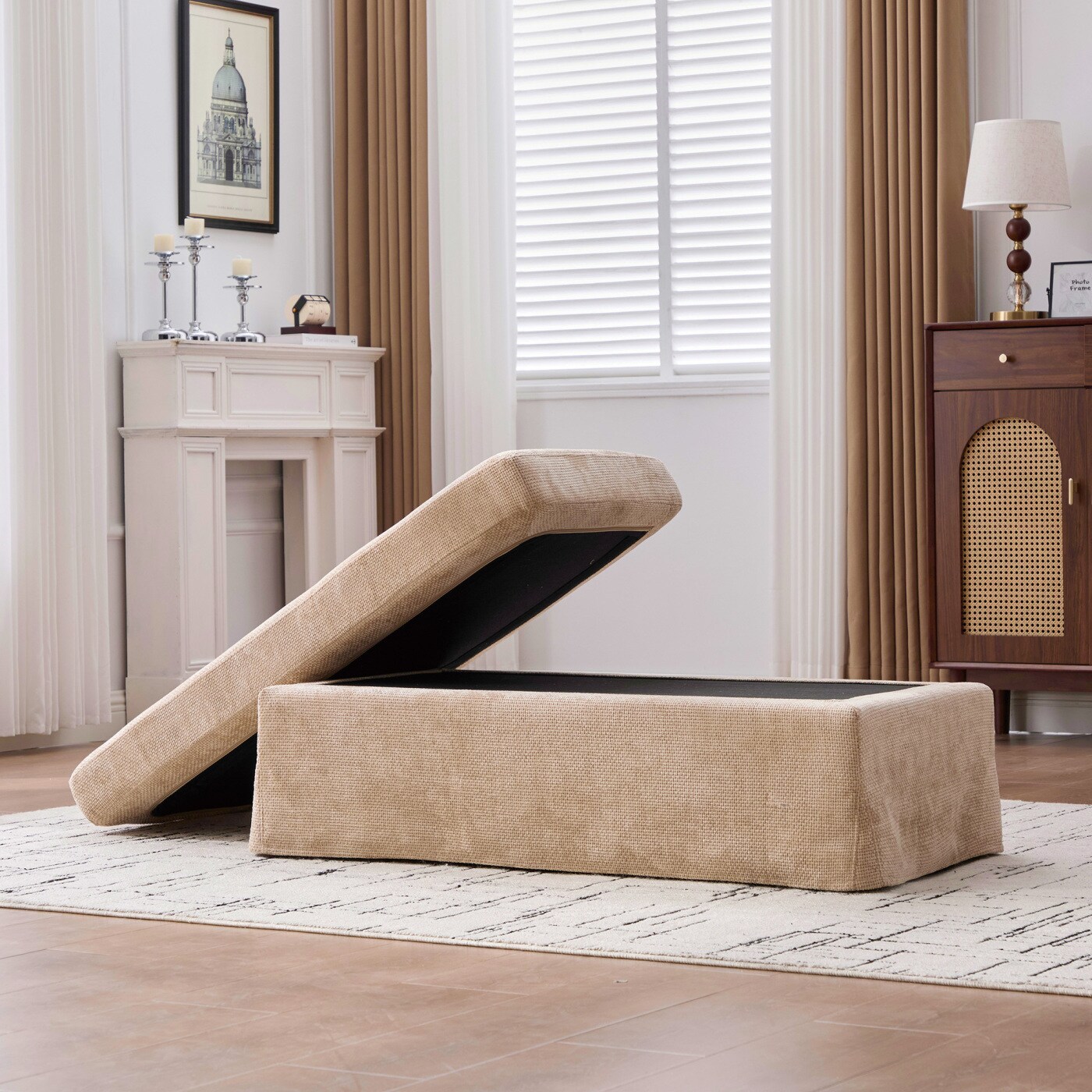 Streamdale Furniture Streamdale Modern Chenille Ottoman with Black ...