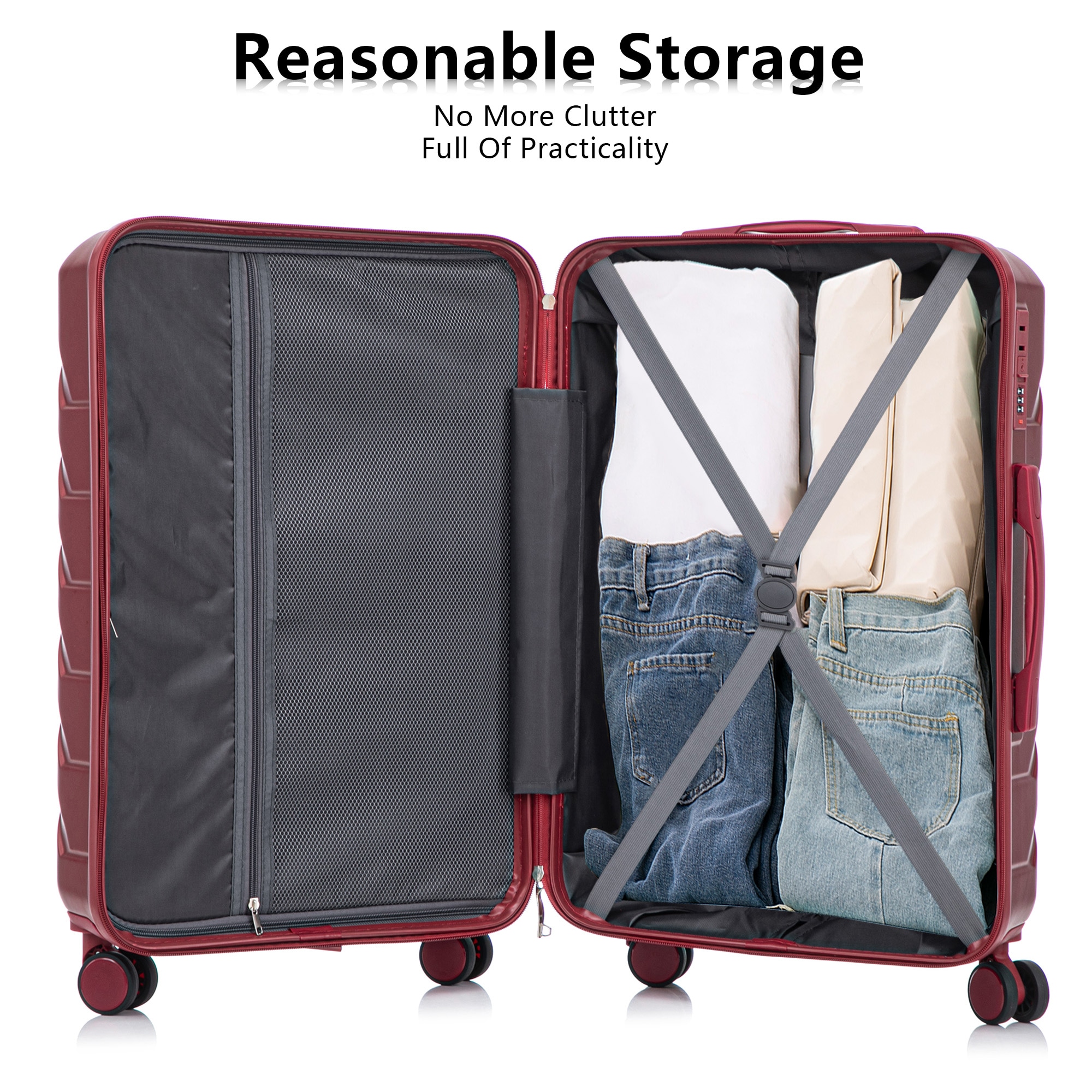 GDFStudio 20inch/24inch/28inch 3 pcs/set in ABS Spinner Wheel Luggage ...