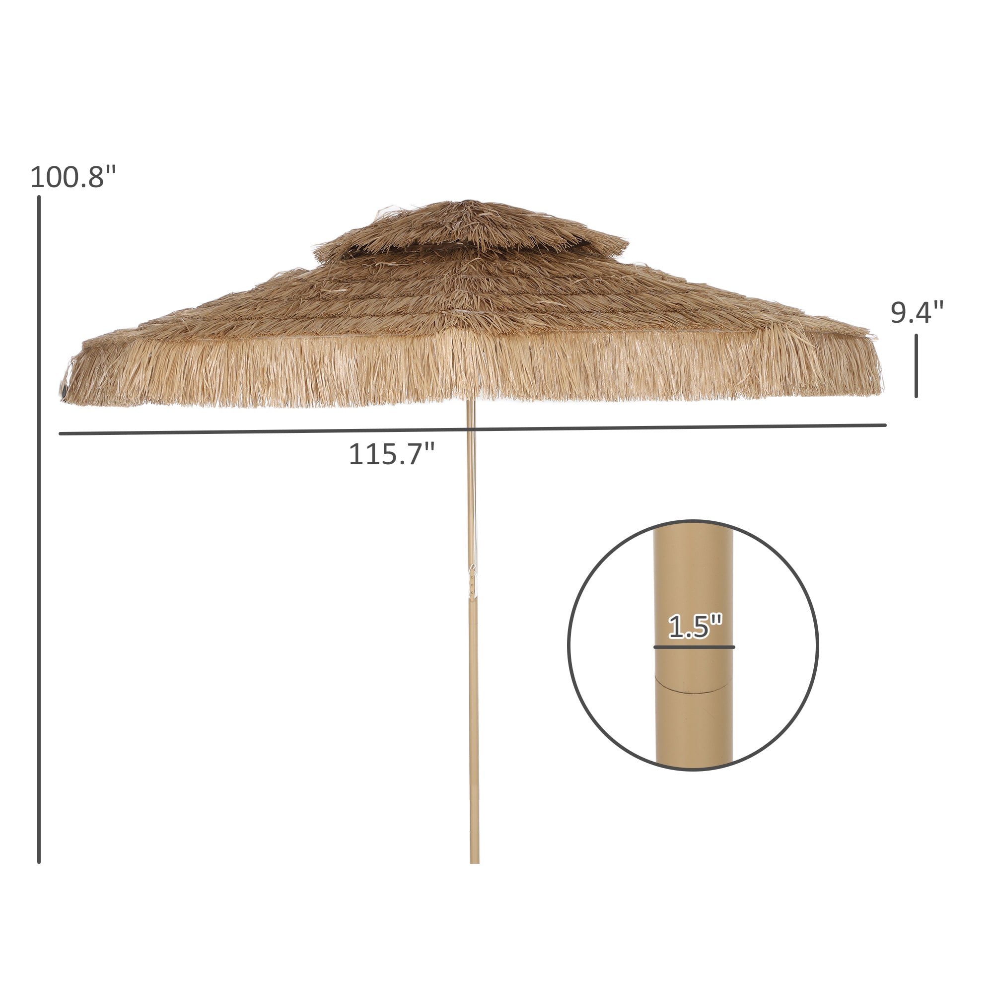 Outsunny 10FT Hula Thatched Tiki Patio Umbrella 2-Tier Tropical ...