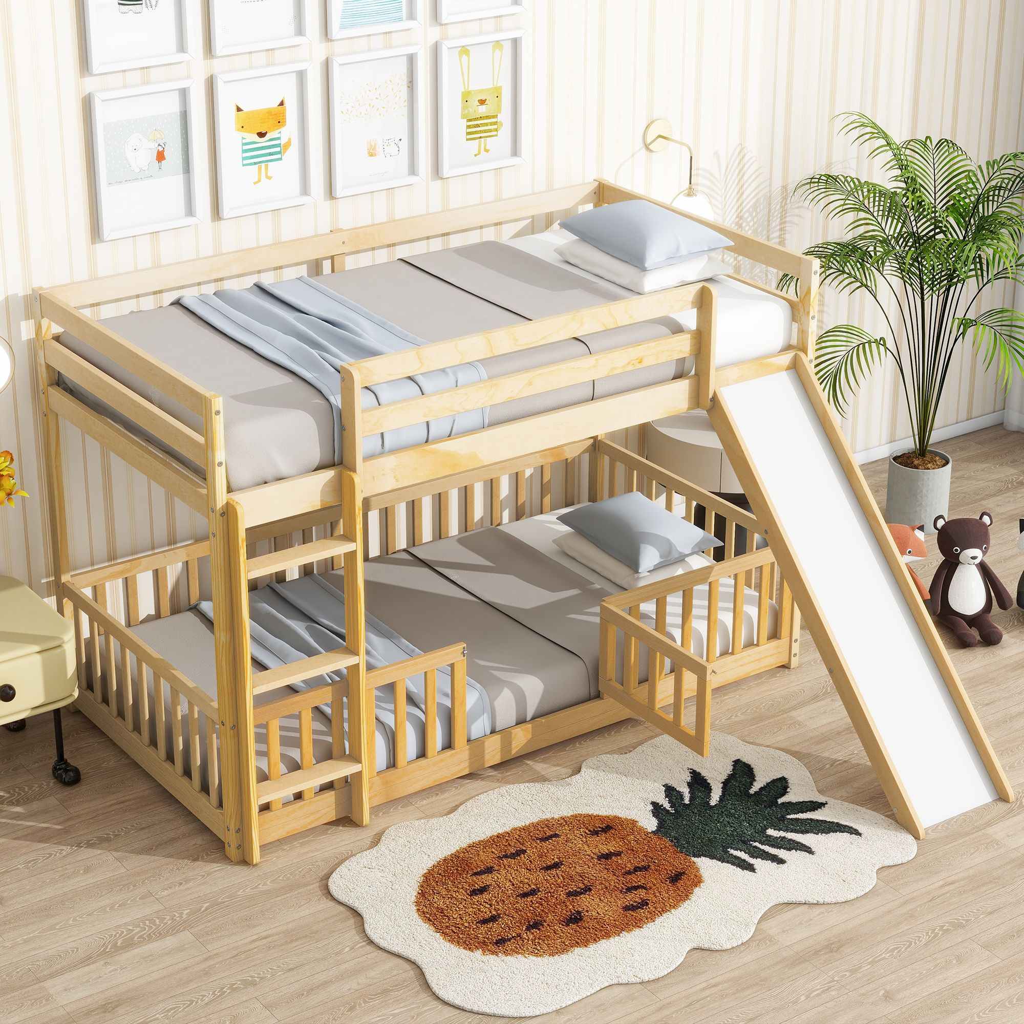 Yiekholo Natural Twin over twin Bunk Bed in the Bunk Beds department at ...