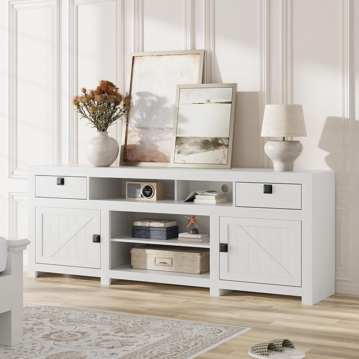 Garvee Farmhouse Wooden TV Cabinet for 65 in TVs 25 in Tall ...