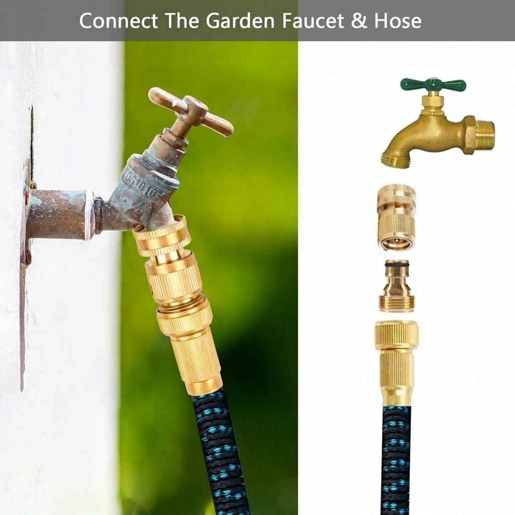 Justincity Solid Brass Garden Hose Quick Connector Set 3/4 Inch Thread ...