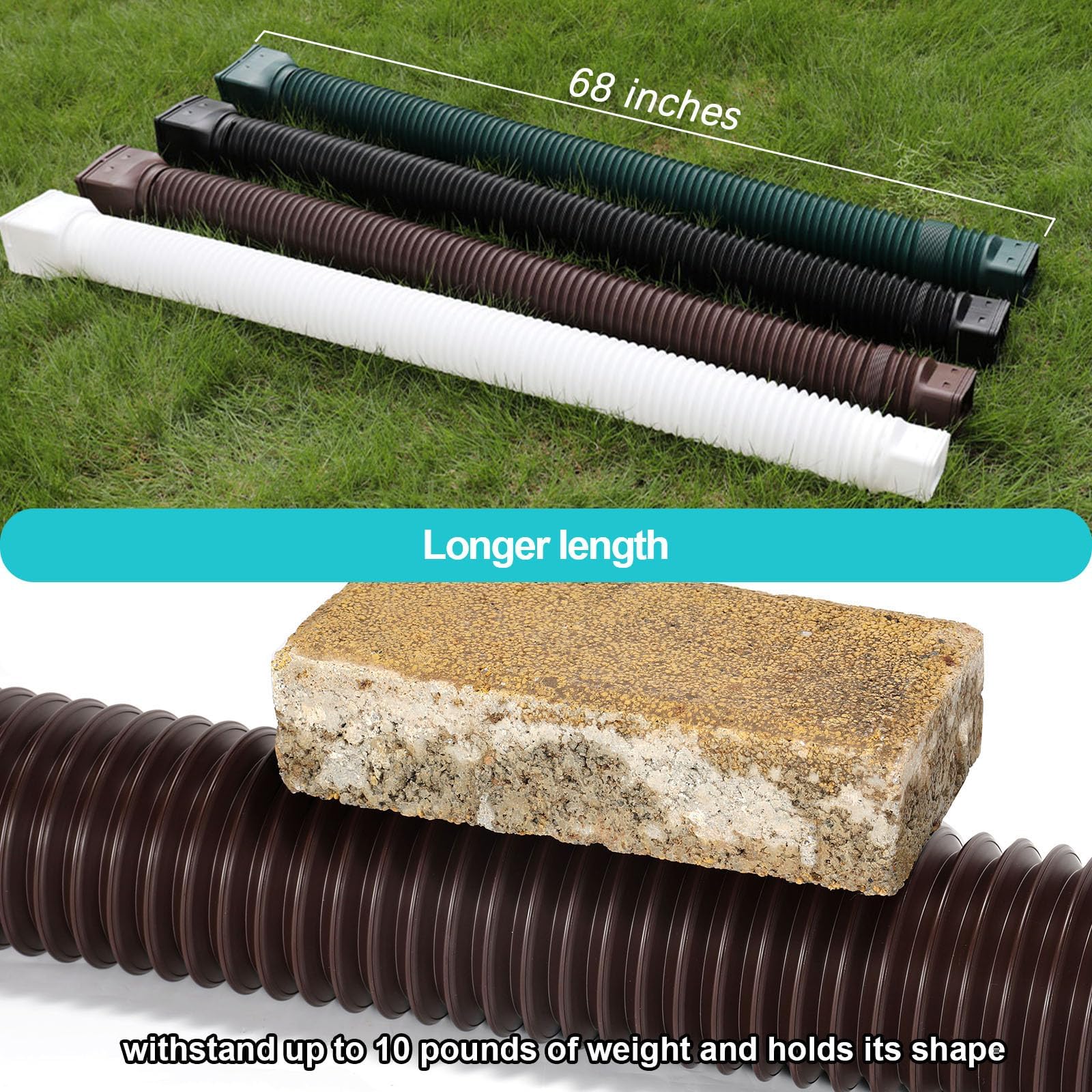 Misopily 2 Pack Brown Flexible Downspout Extenders Extendable 21 to 68 ...