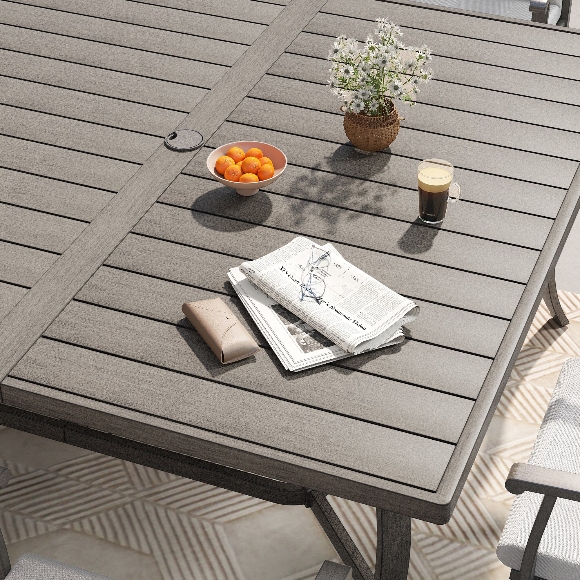 Serenity Gardens Square Outdoor Dining Table 59-in W x 59-in L with ...