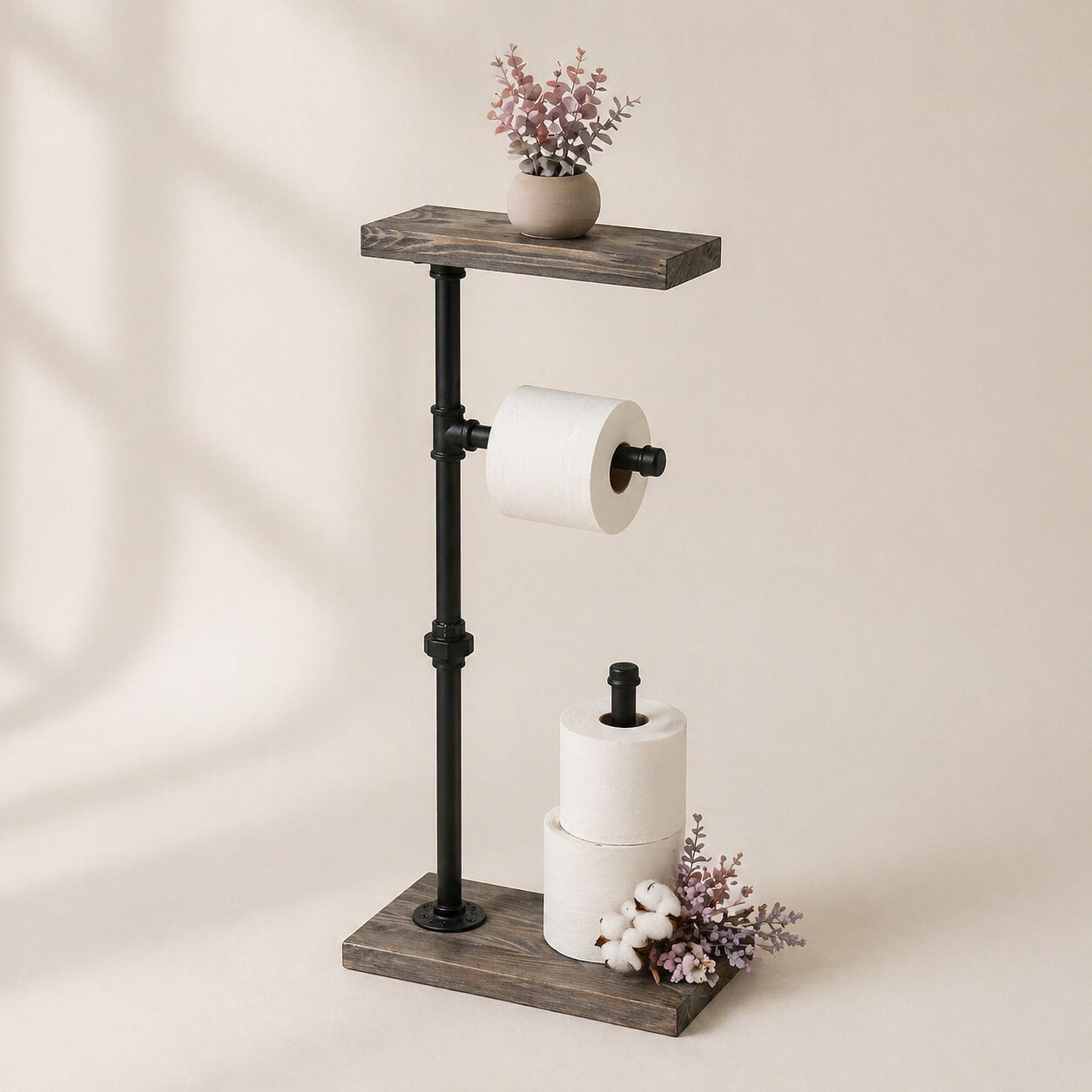 Paradigms Interiors Freestanding Toilet Paper Holder Stand with Shelf ...