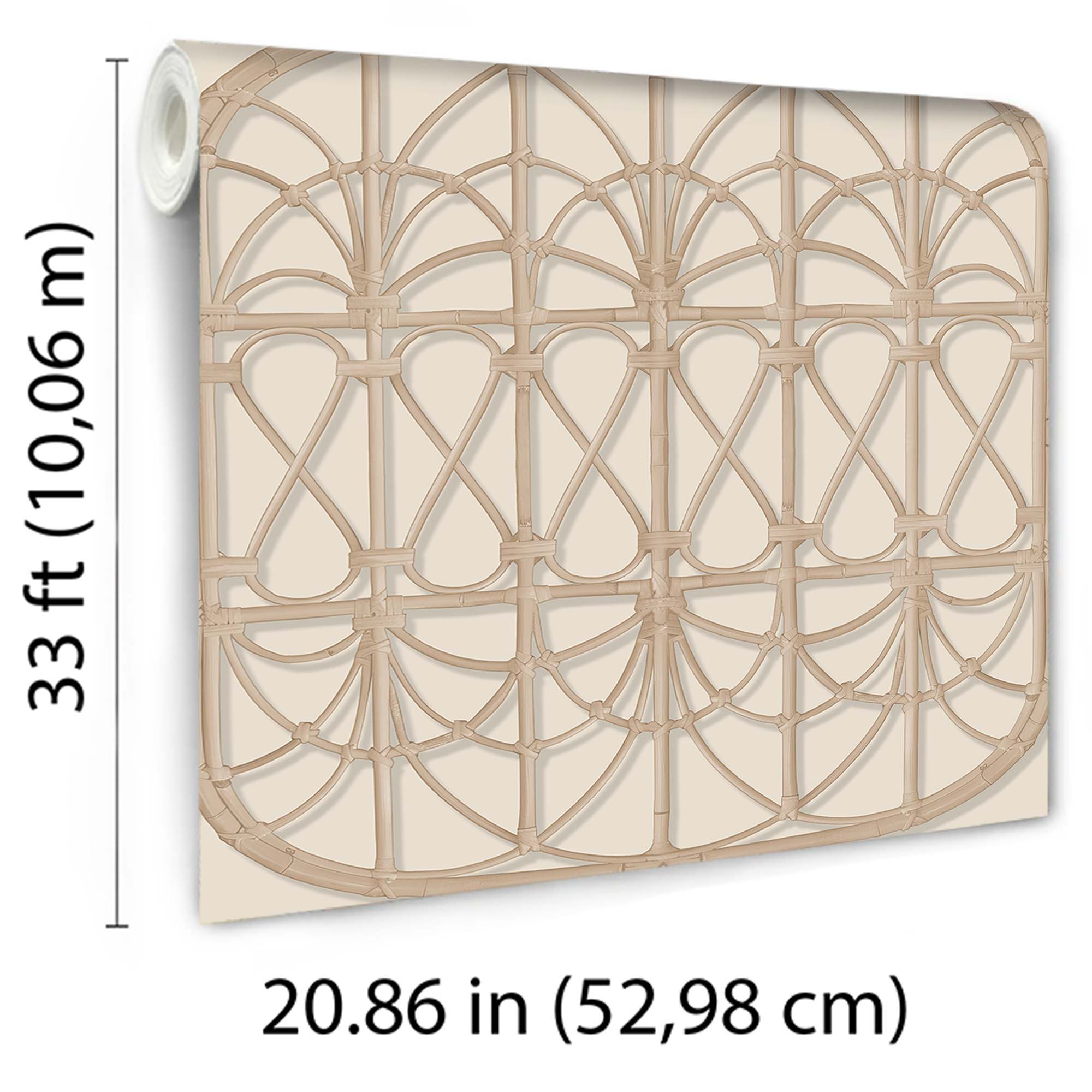 Veer Decor Lattice Rattan Panels Beige Wallpaper in the Wallpaper ...