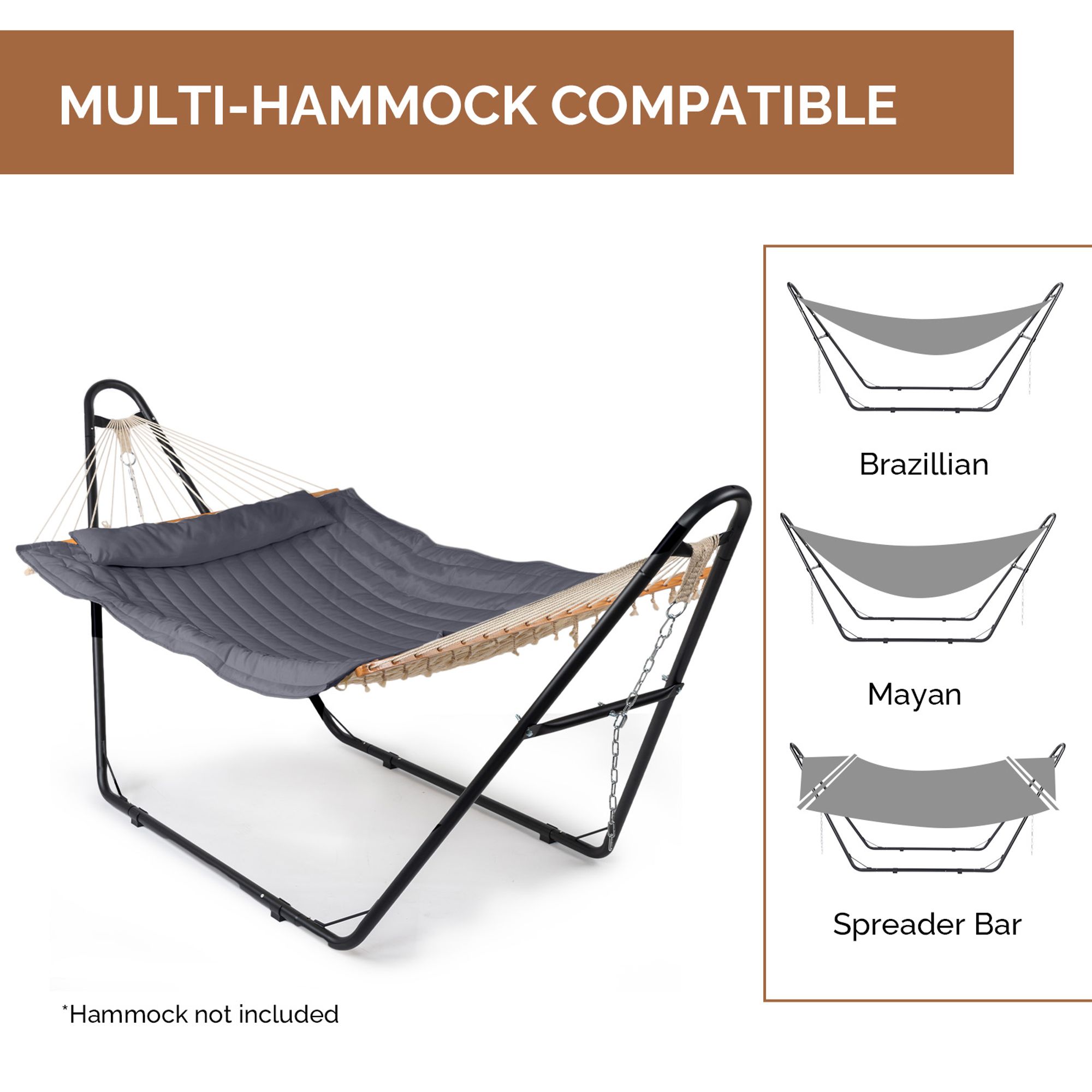 Winado 10.3 ft. Outdoor Metal Hammock Stand in Black in the Hammock ...