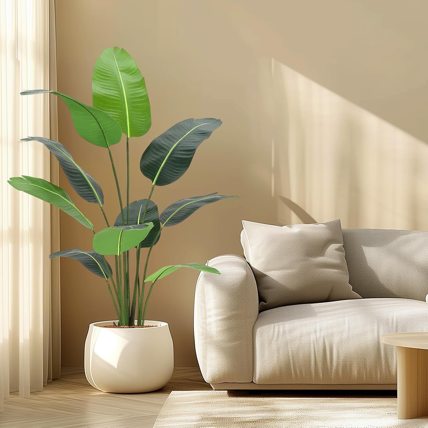 GarveeLife 5ft artificial bird of paradise plant/ fau+ banana leaf/ in ...