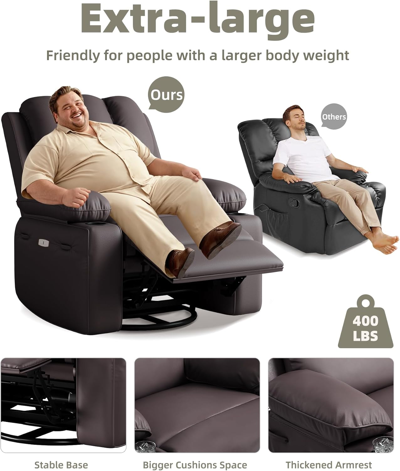 Garvee Ultimate Oversized Recliner - with Massage / Heat / Cup Holder ...