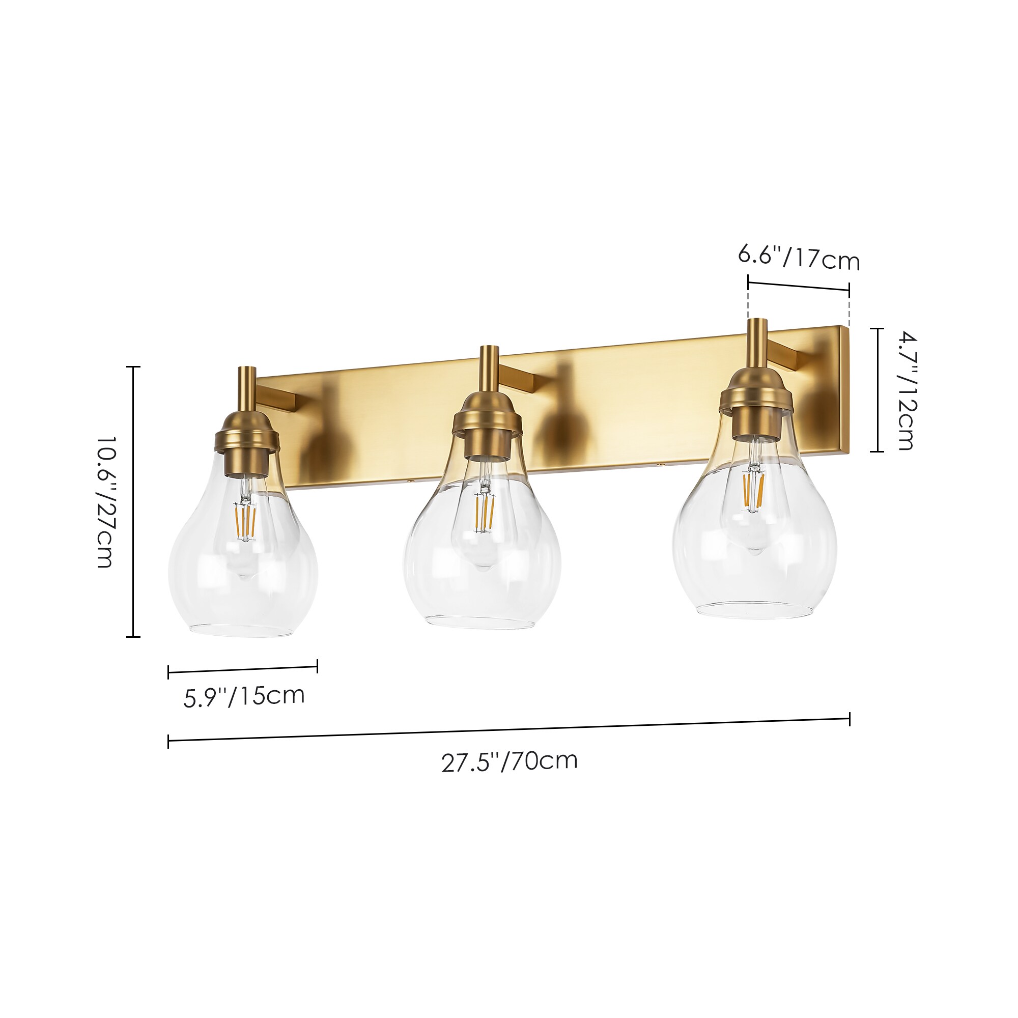 Rennnsan Shoshanna 27.56-in 3 Light Brushed Gold French country/cottage ...