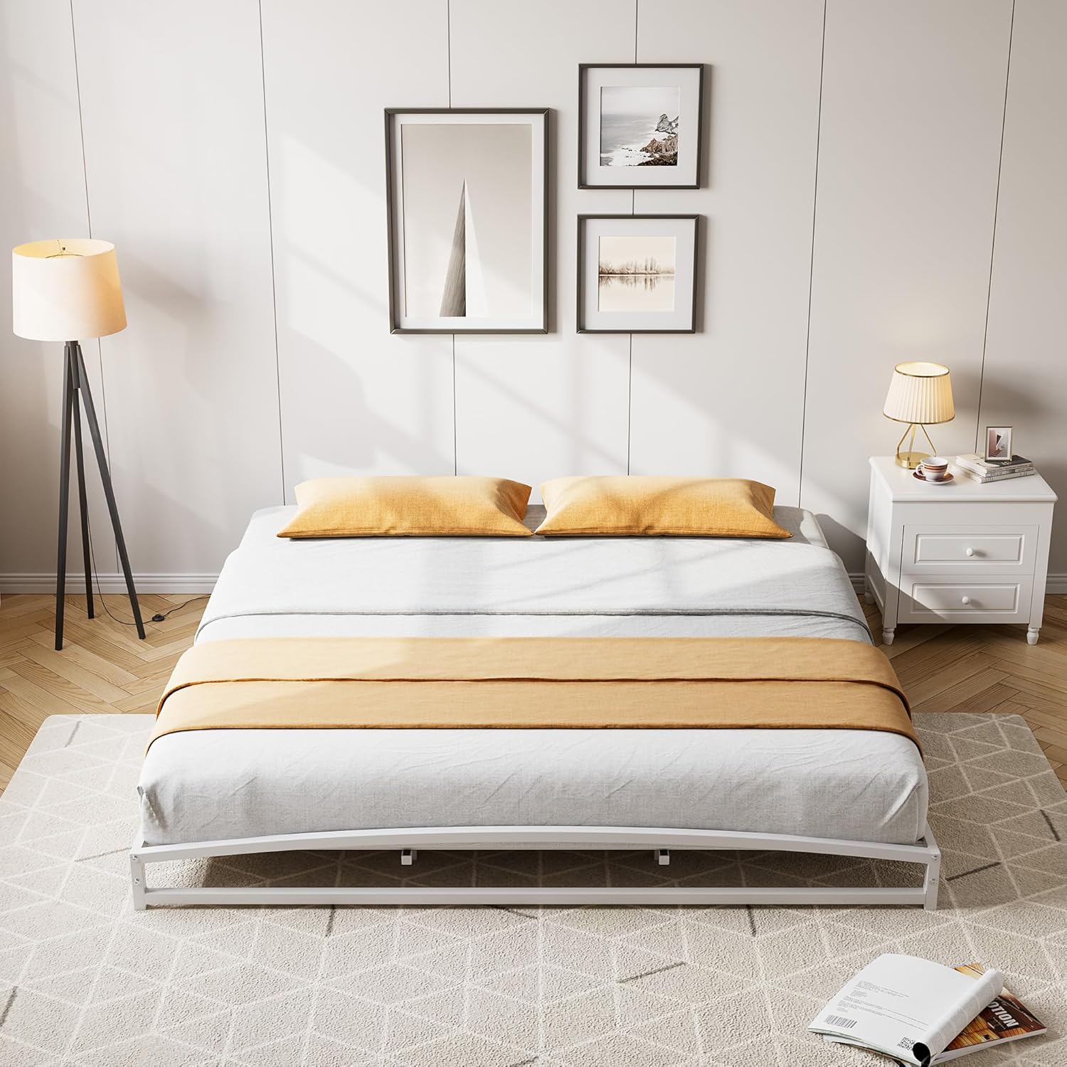 GAOMON King Size Metal Bed Frame Platform King Bed Frame with Arch ...