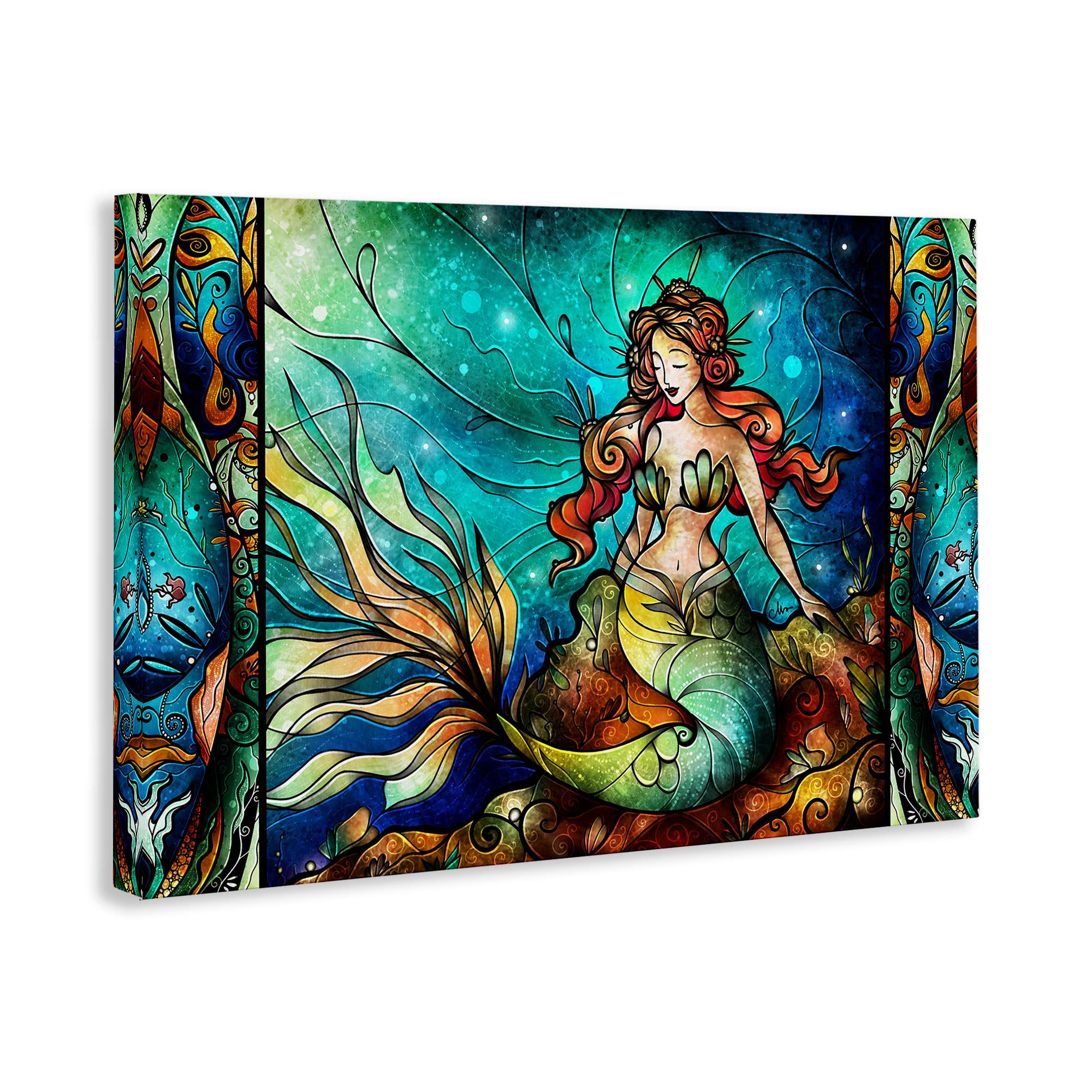 Stupell Industries Elegant Seated Mermaid Canvas Wall Art By Mandie ...