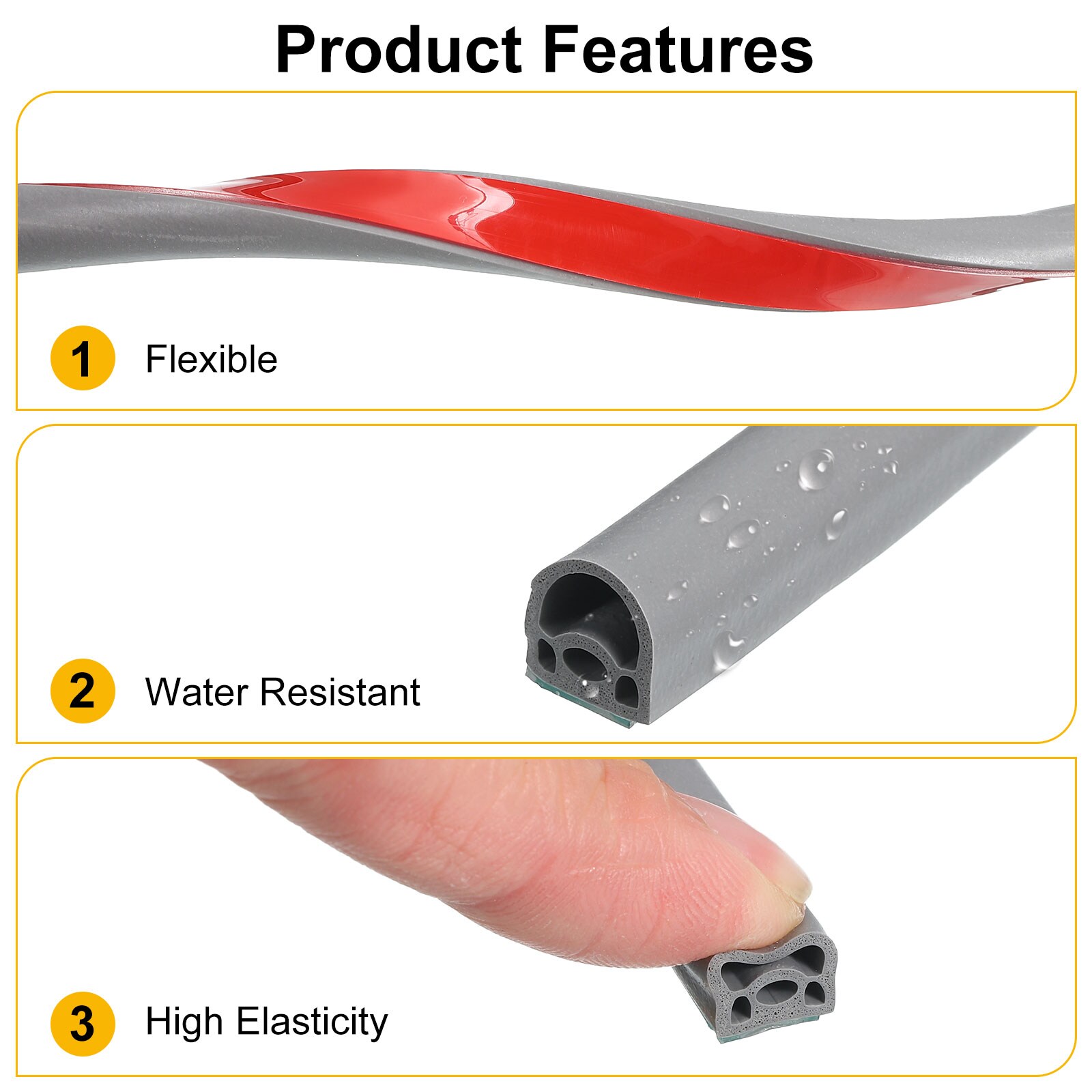Unique Bargains Weather Stripping Door Seal Strip 20-Foot Silicone D ...
