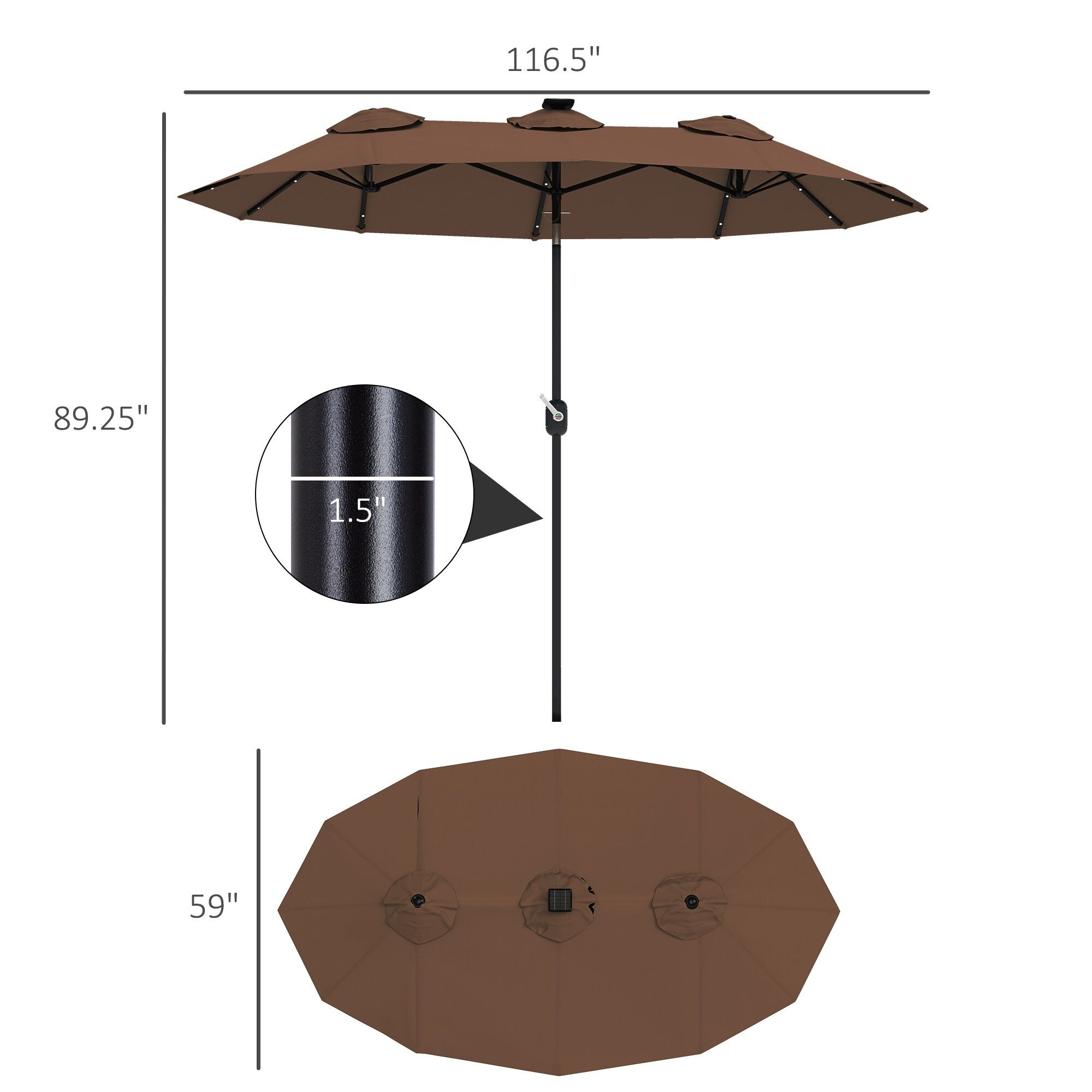JUSHUA Double Sided Patio Umbrella Outdoor Umbrella with 45-Degree Tilt ...